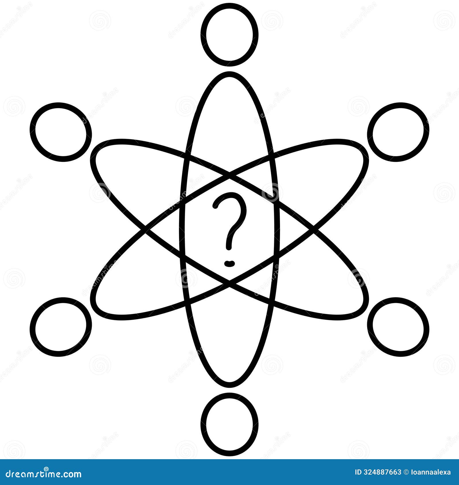 Human Silhouettes in the Shape of an Atom with a Question Mark in the ...