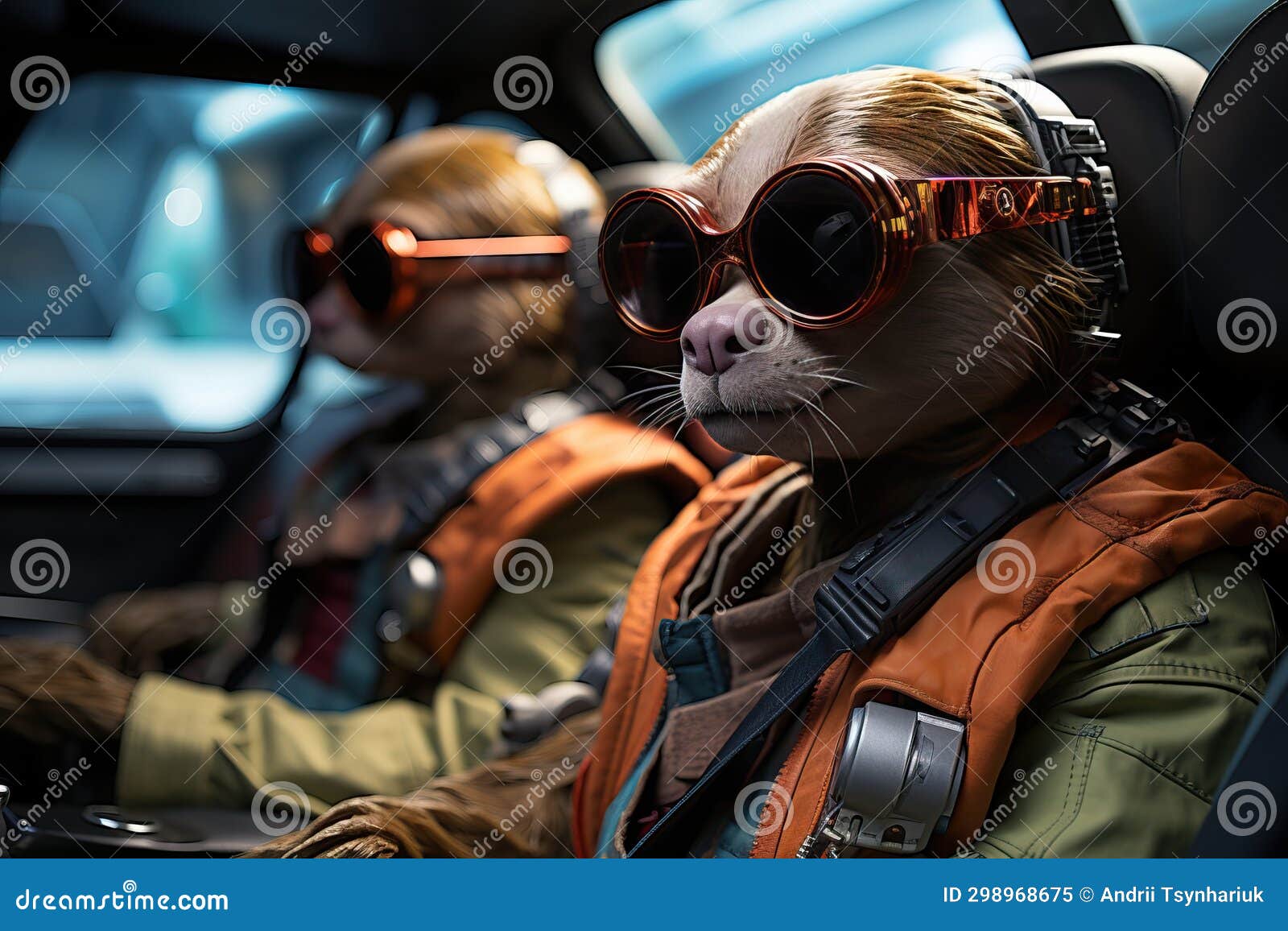 Human-sized Rats Sit in a Car with Sunglasses Over Their Eyes. Stock ...