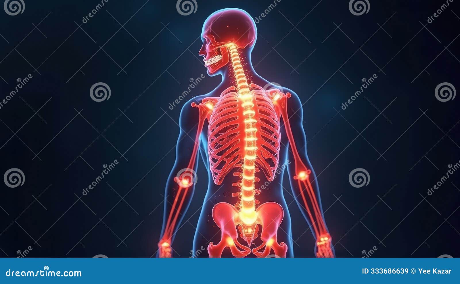 Human Skeletal System with Spinal Column, Intricate Visualization of ...