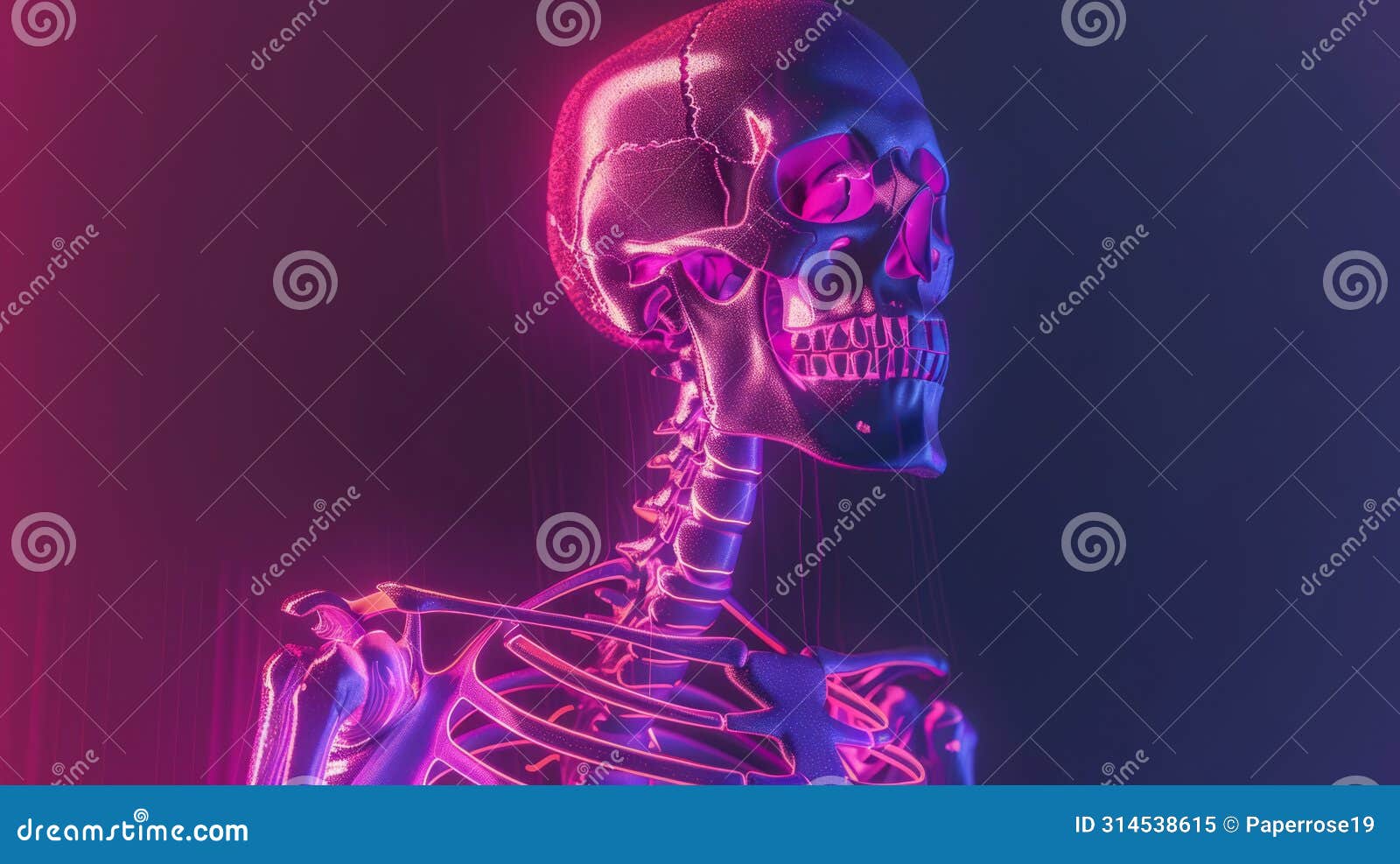 Human Skeleton, Abstract Neon Stock Illustration - Illustration of flow ...