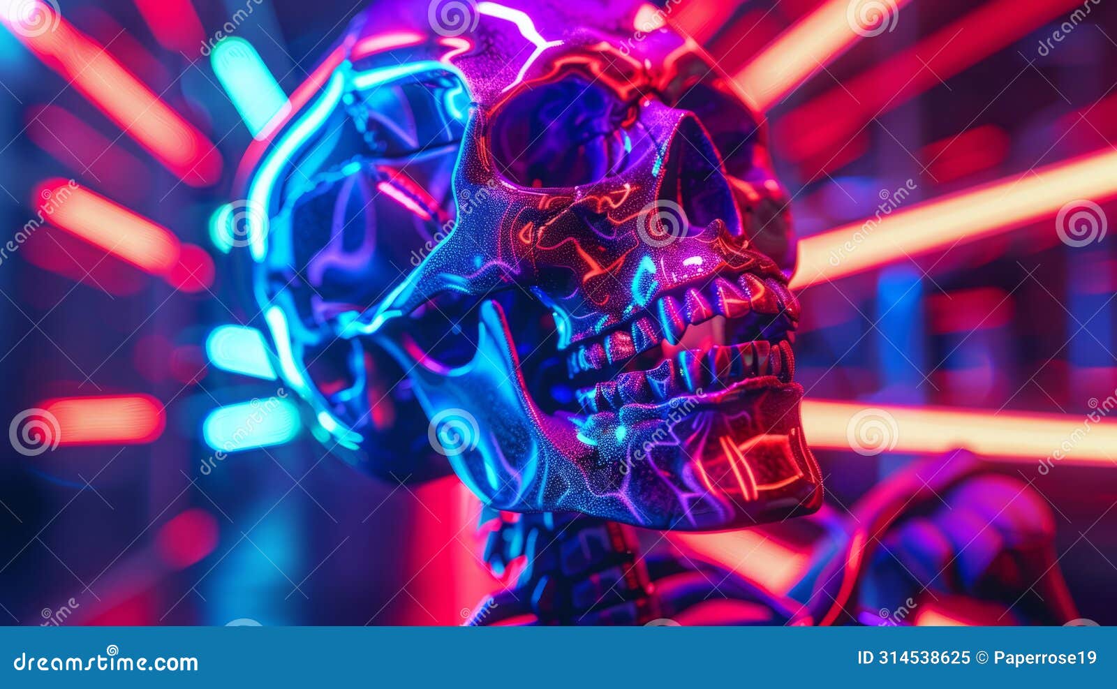 Human Skeleton, Abstract Neon Stock Illustration - Illustration of ...