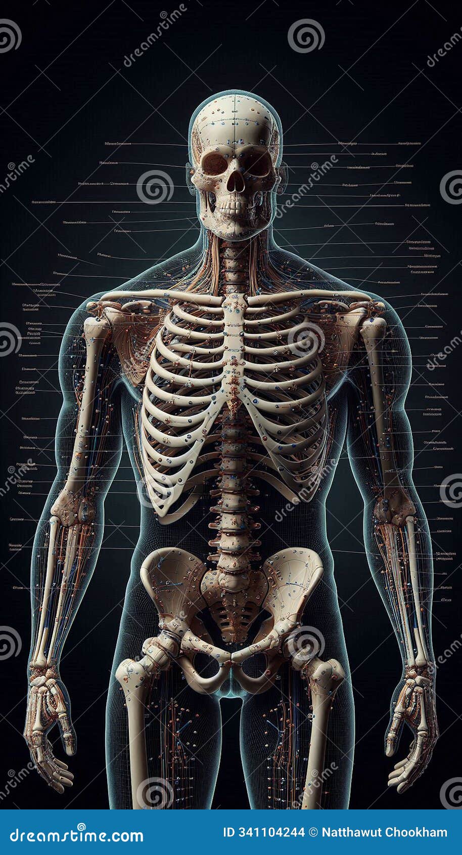 Human Skeleton with Anatomical Details and Illustration Stock ...