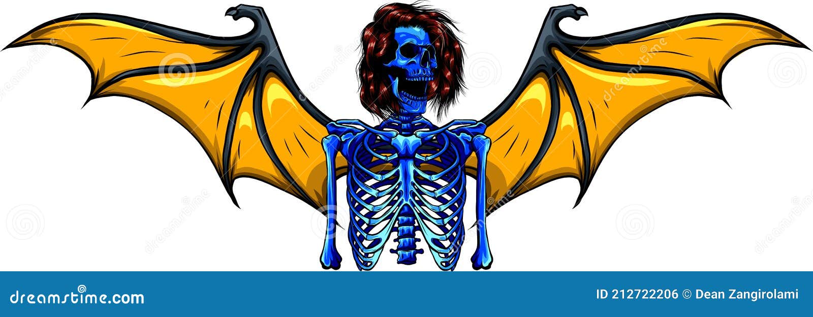 Human Skeleton with Bat Wings Vector Illustration Stock Vector ...