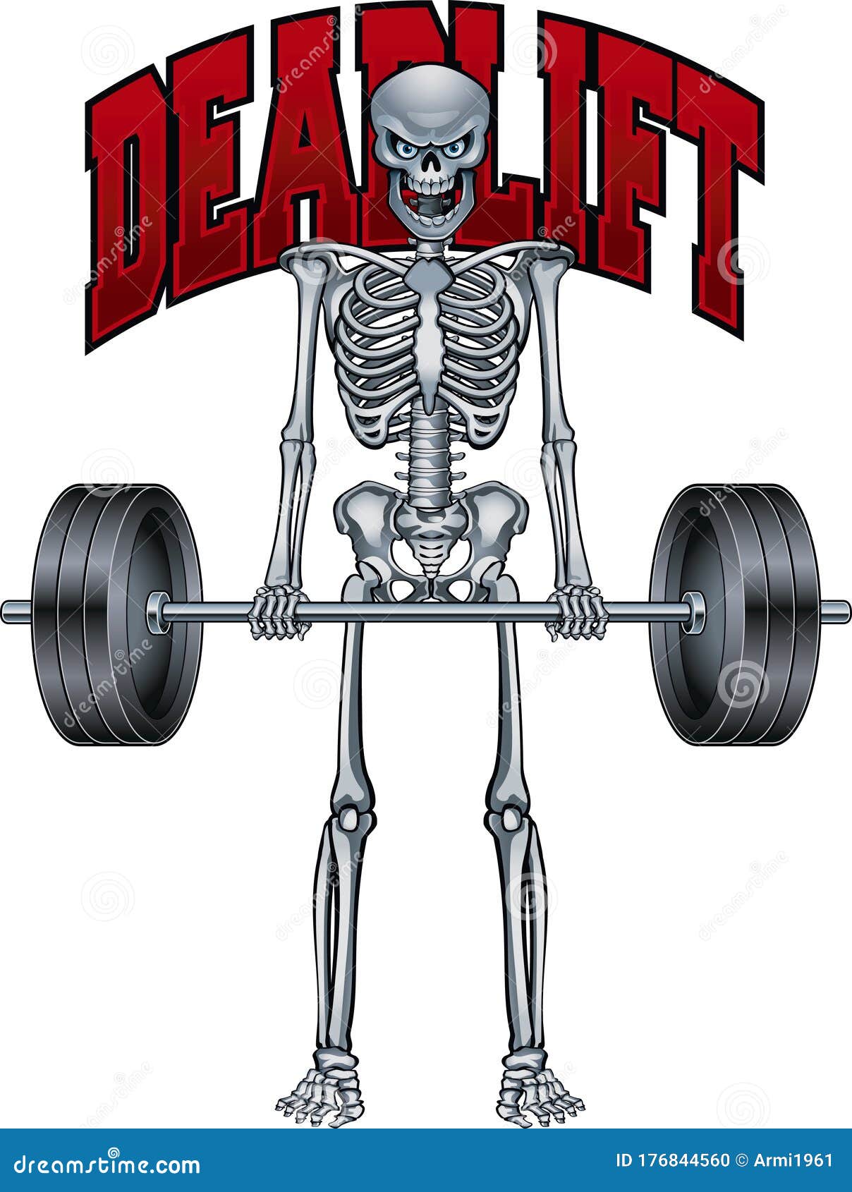 Skull Lifting Barbell Tattoo Clipart And Illustrations