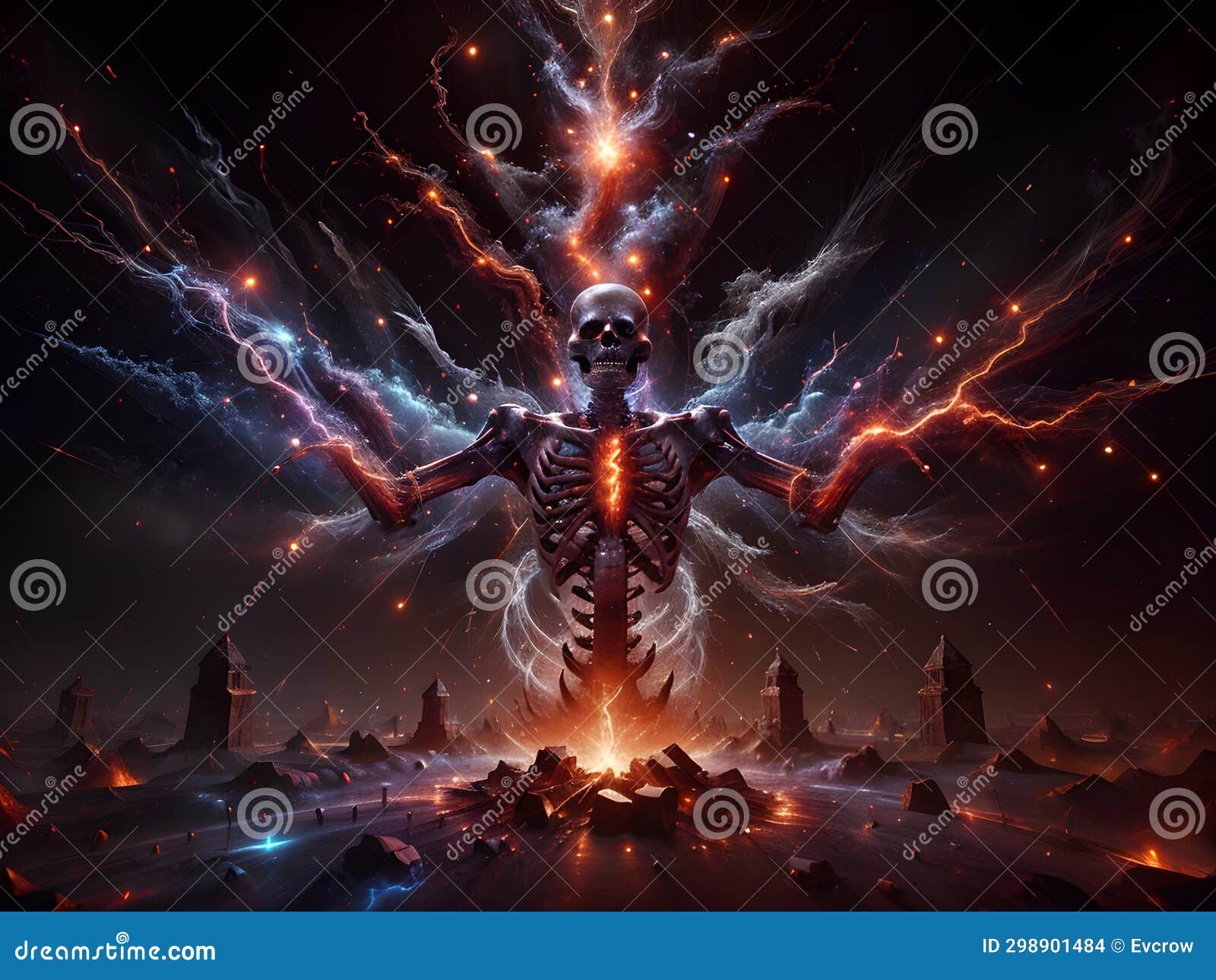 Human Skeleton in Glowing Smoke Stock Illustration - Illustration of ...