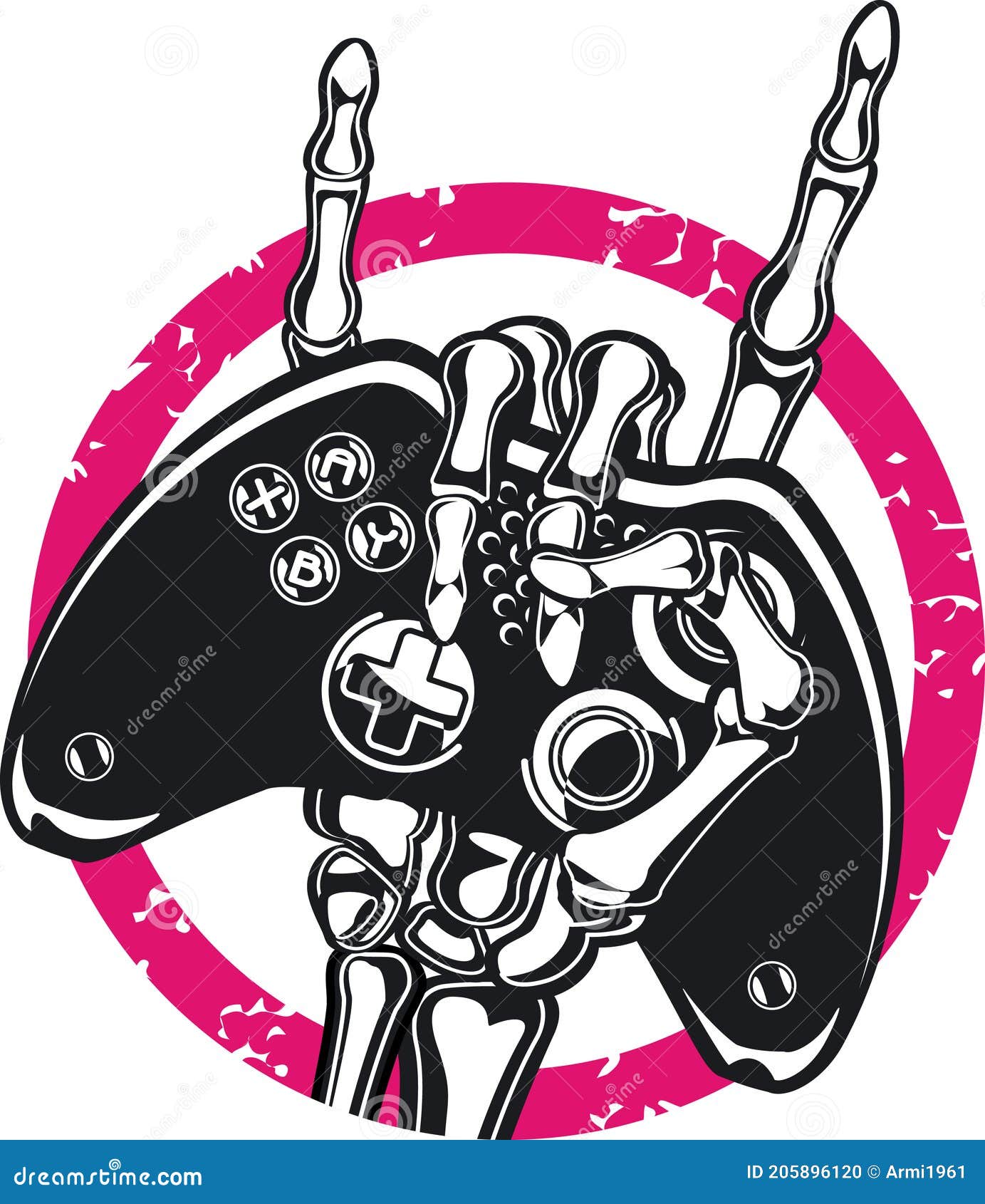 Human Skeleton Hand Holding Video Game Console Stock Vector ...