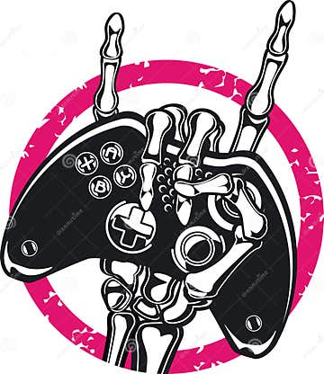 Human Skeleton Hand Holding Video Game Console Stock Vector ...