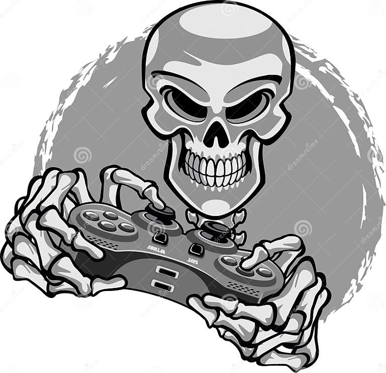 Human Skeleton Holding Video Game Console Stock Vector - Illustration ...