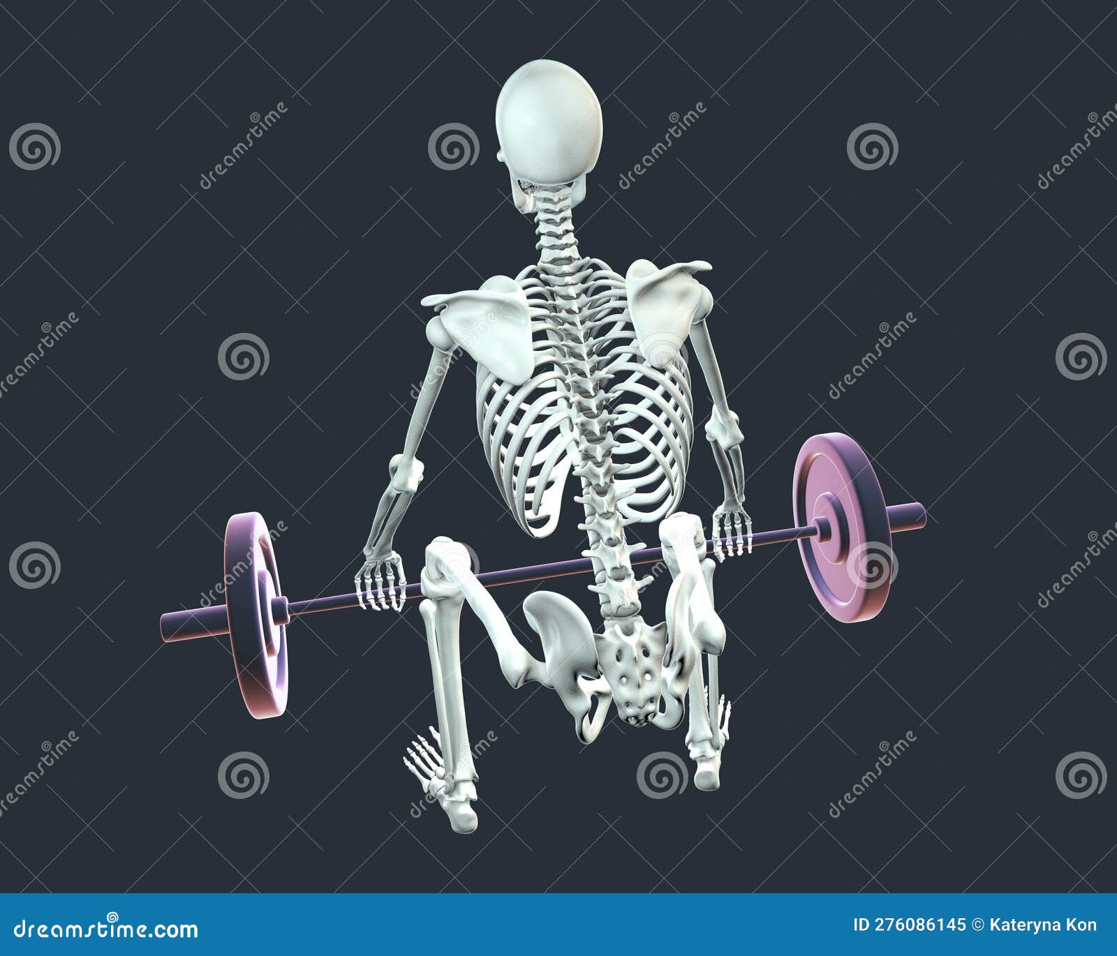 A Human Skeleton Lifting a Barbell, 3d Illustration Stock Illustration ...