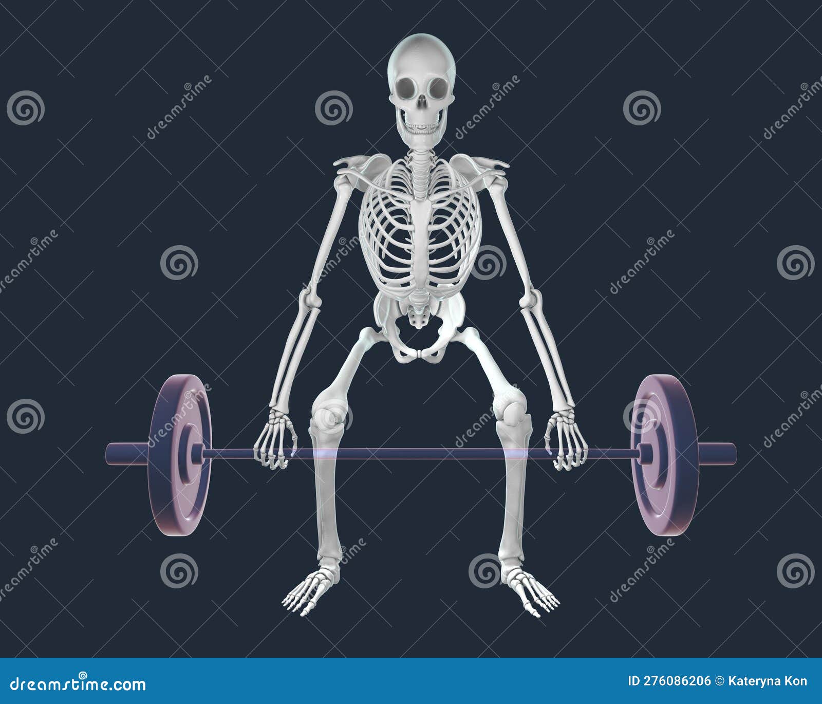 A Human Skeleton Lifting a Barbell, 3d Illustration Stock Illustration ...