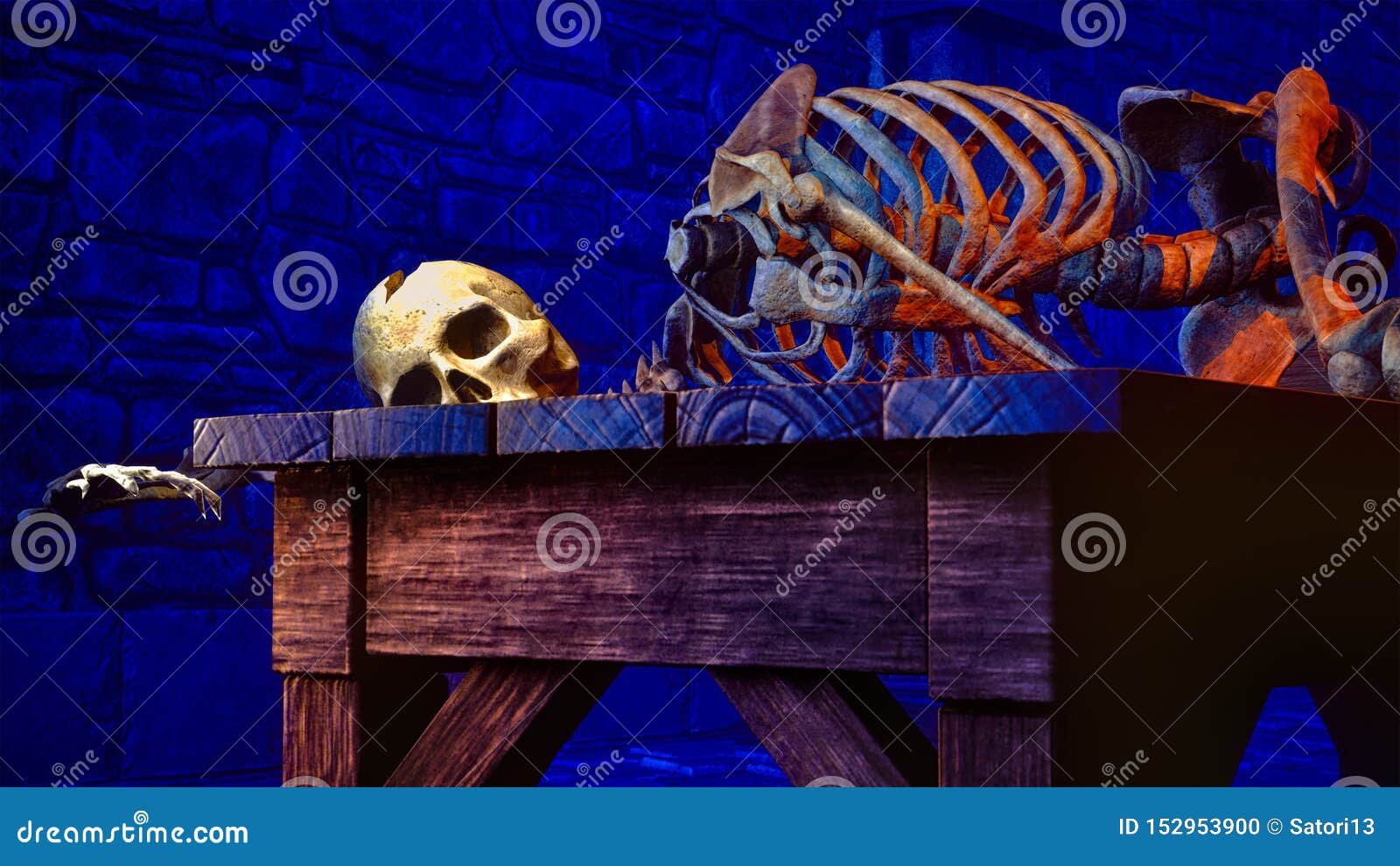 Human Skeleton in Medieval Dungeon 3d Rendering Stock Illustration ...