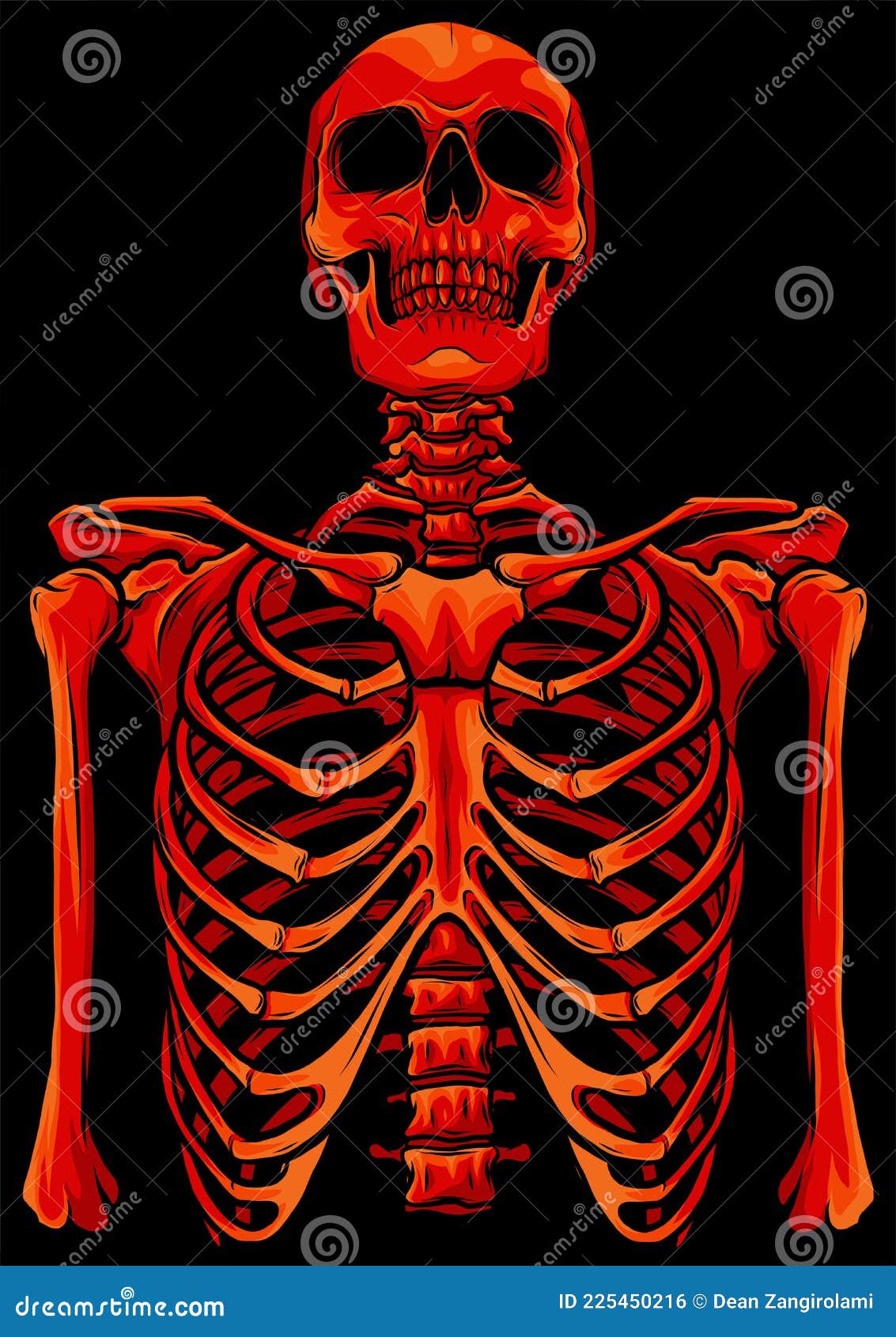 Human Skeleton Posing Isolated on Black Background Vector Illustration ...