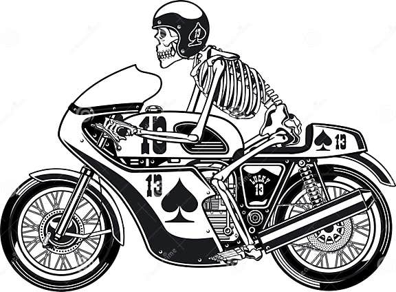 Human Skeleton Riding Motorcycle Stock Vector - Illustration of death ...