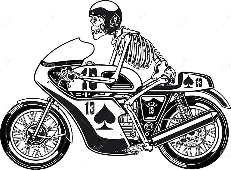 Human Skeleton Riding Motorcycle Stock Vector - Illustration of death ...