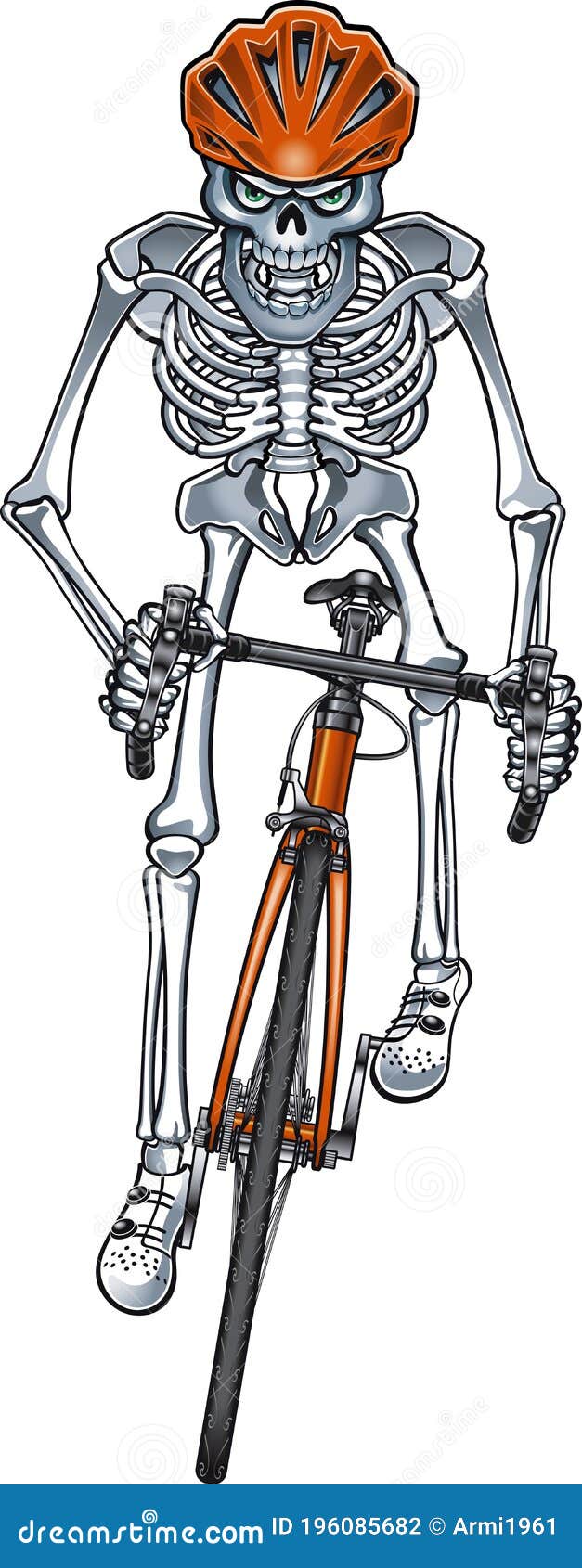 Human Skeleton Riding Racing Bicycle Stock Vector - Illustration of ...