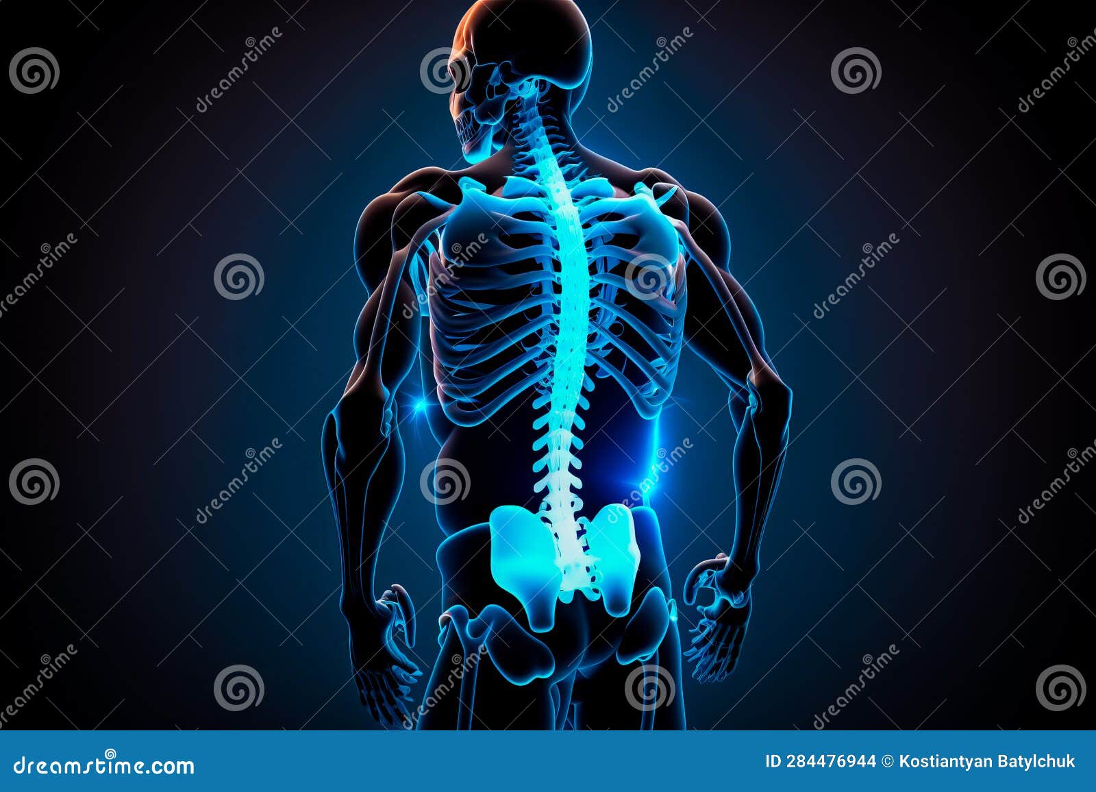 Human Skeleton with Skeleton Highlighted in the Lower Half of the Body ...