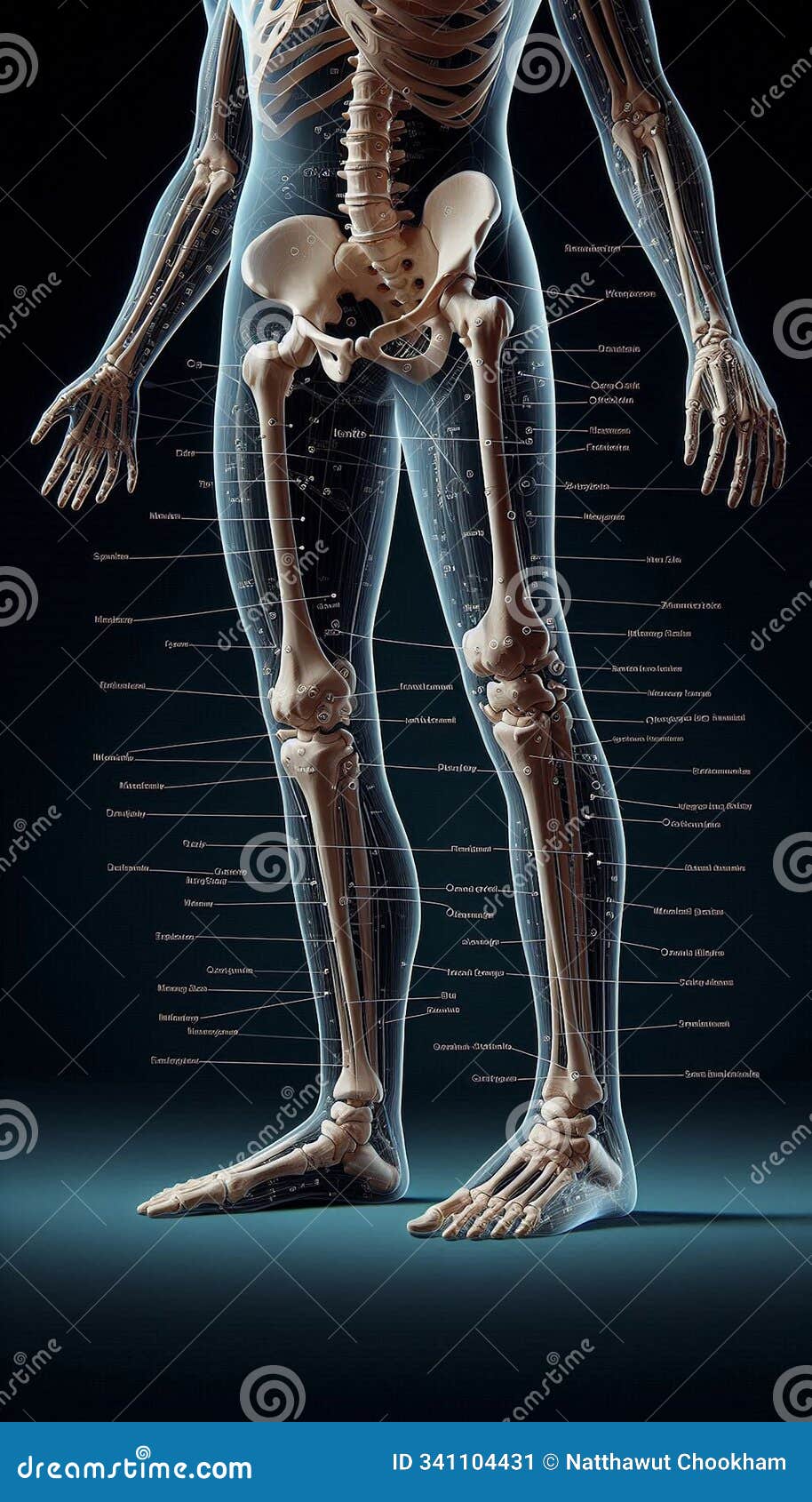 Human Skeleton Structure with Anatomical Labels Stock Illustration ...