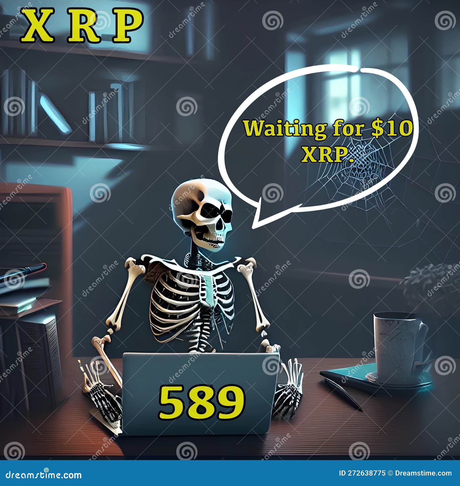 A Human Skeleton Working on a Laptop Computer , Generated by AI. Stock ...