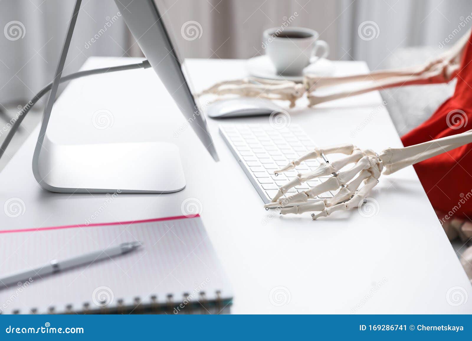 Human Skeleton at Table in Office Stock Image - Image of deadline, room ...