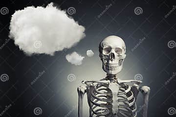 Human Skeleton Thinking on a Grey Background Stock Image - Image of ...