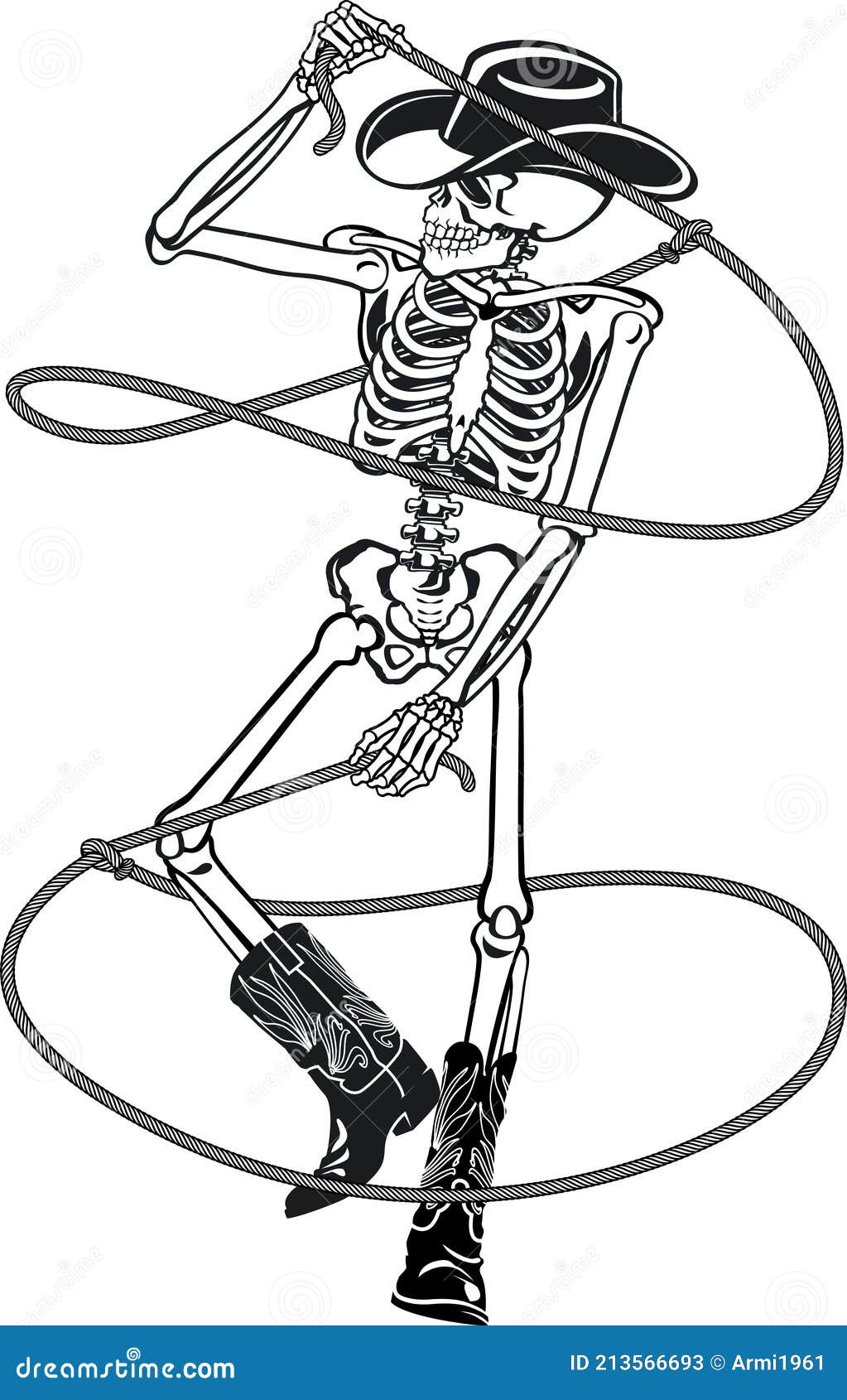 Human Skeleton Trick Rope with Lasso Stock Vector - Illustration of ...