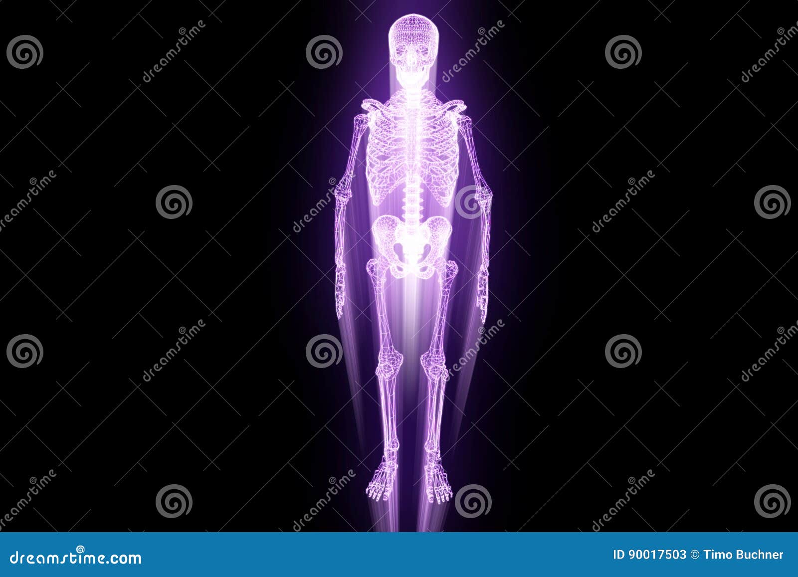Human Skeleton Wireframe Hologram in Motion. Nice 3D Rendering Stock ...