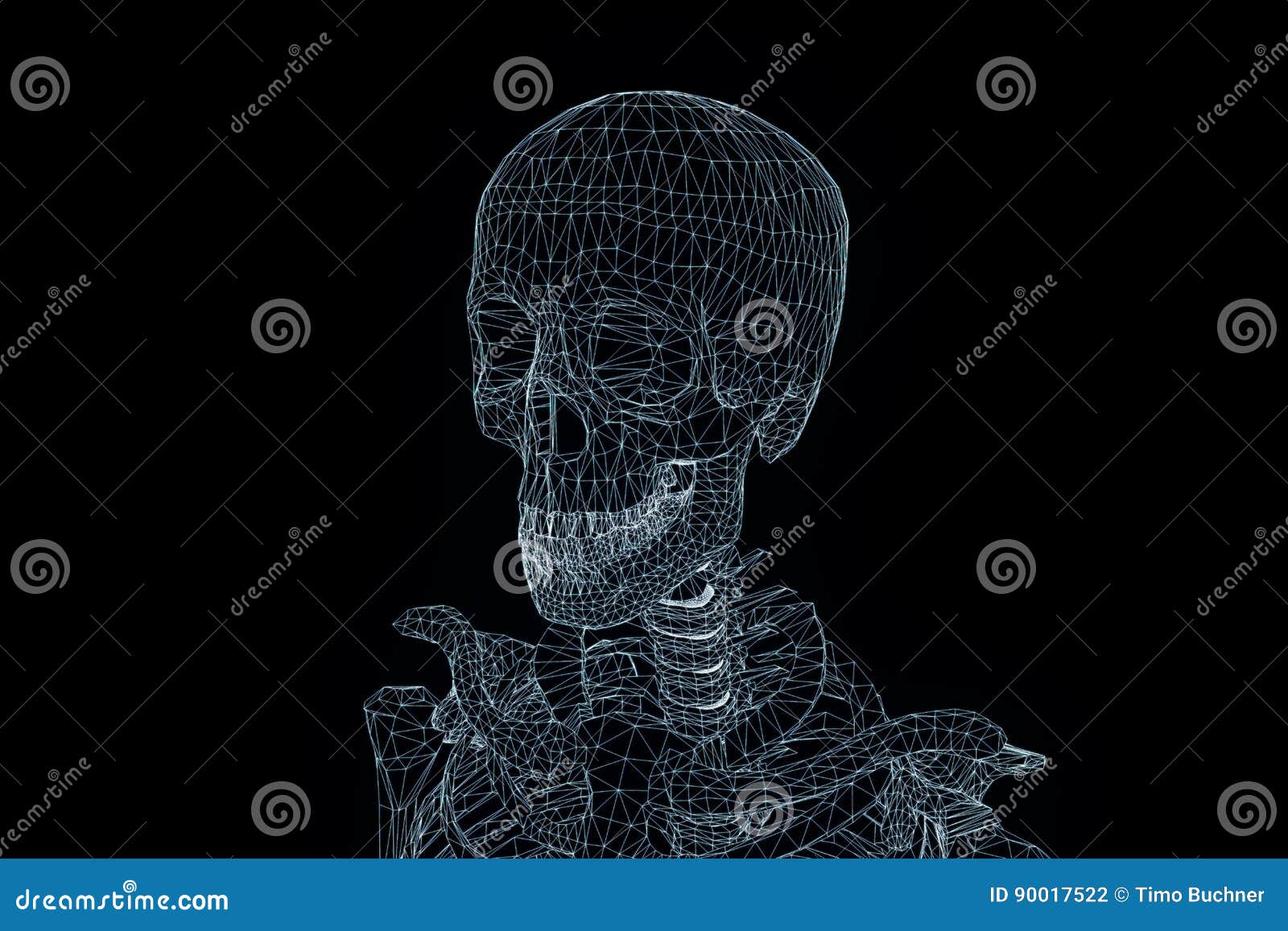 Human Skeleton Wireframe Hologram in Motion. Nice 3D Rendering Stock ...