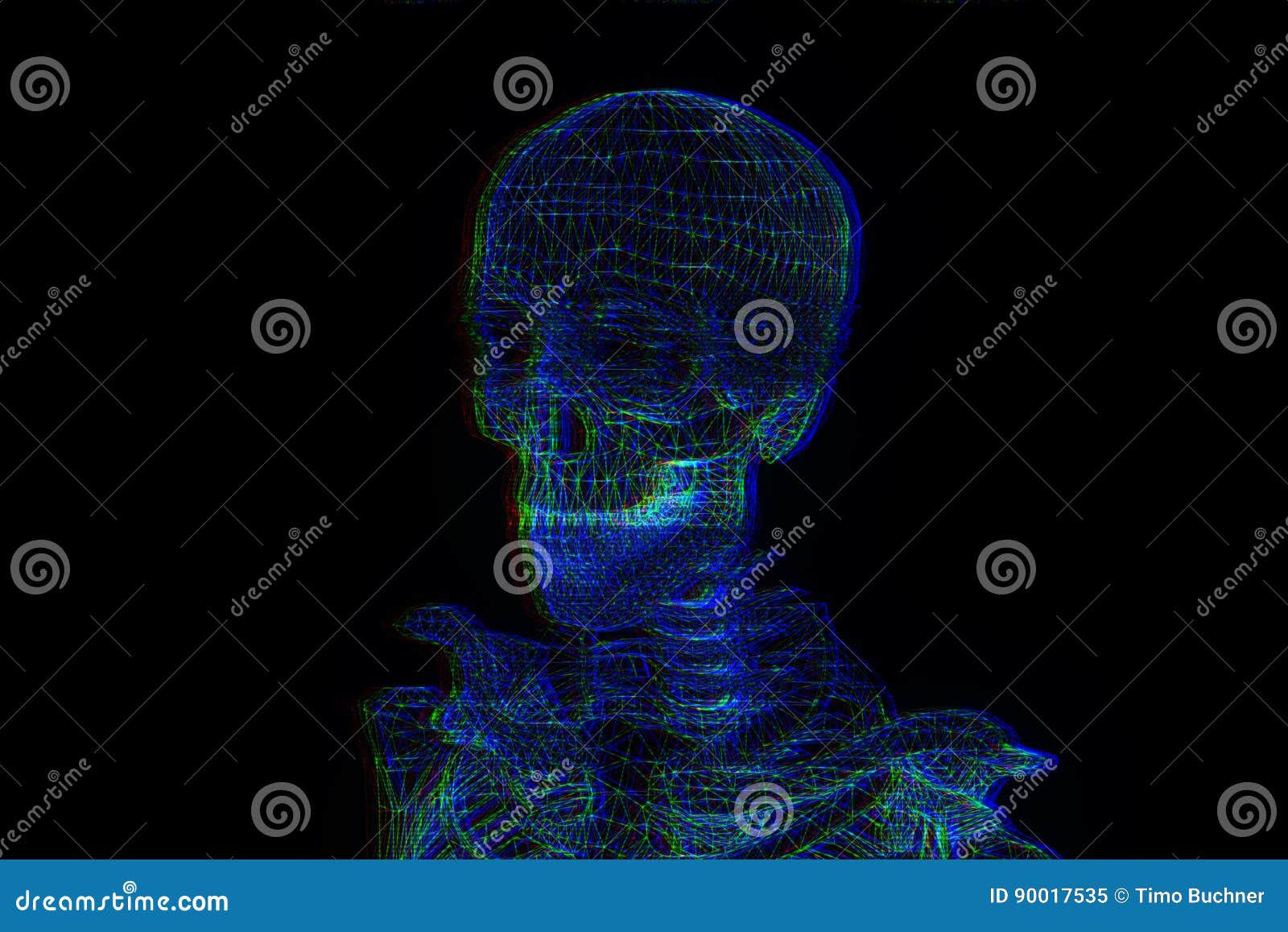 Human Skeleton Wireframe Hologram in Motion. Nice 3D Rendering Stock ...