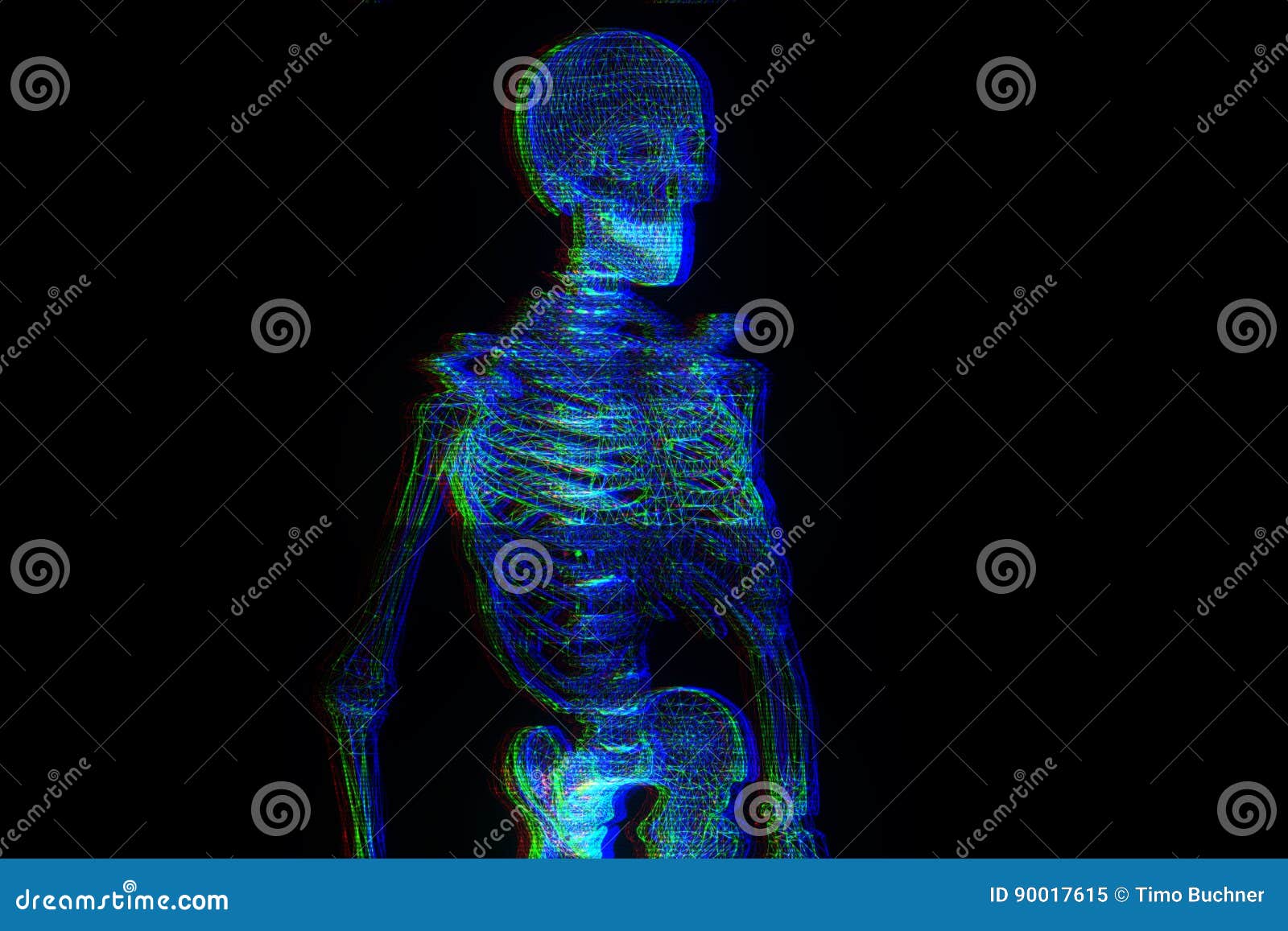 Human Skeleton Wireframe Hologram in Motion. Nice 3D Rendering Stock ...