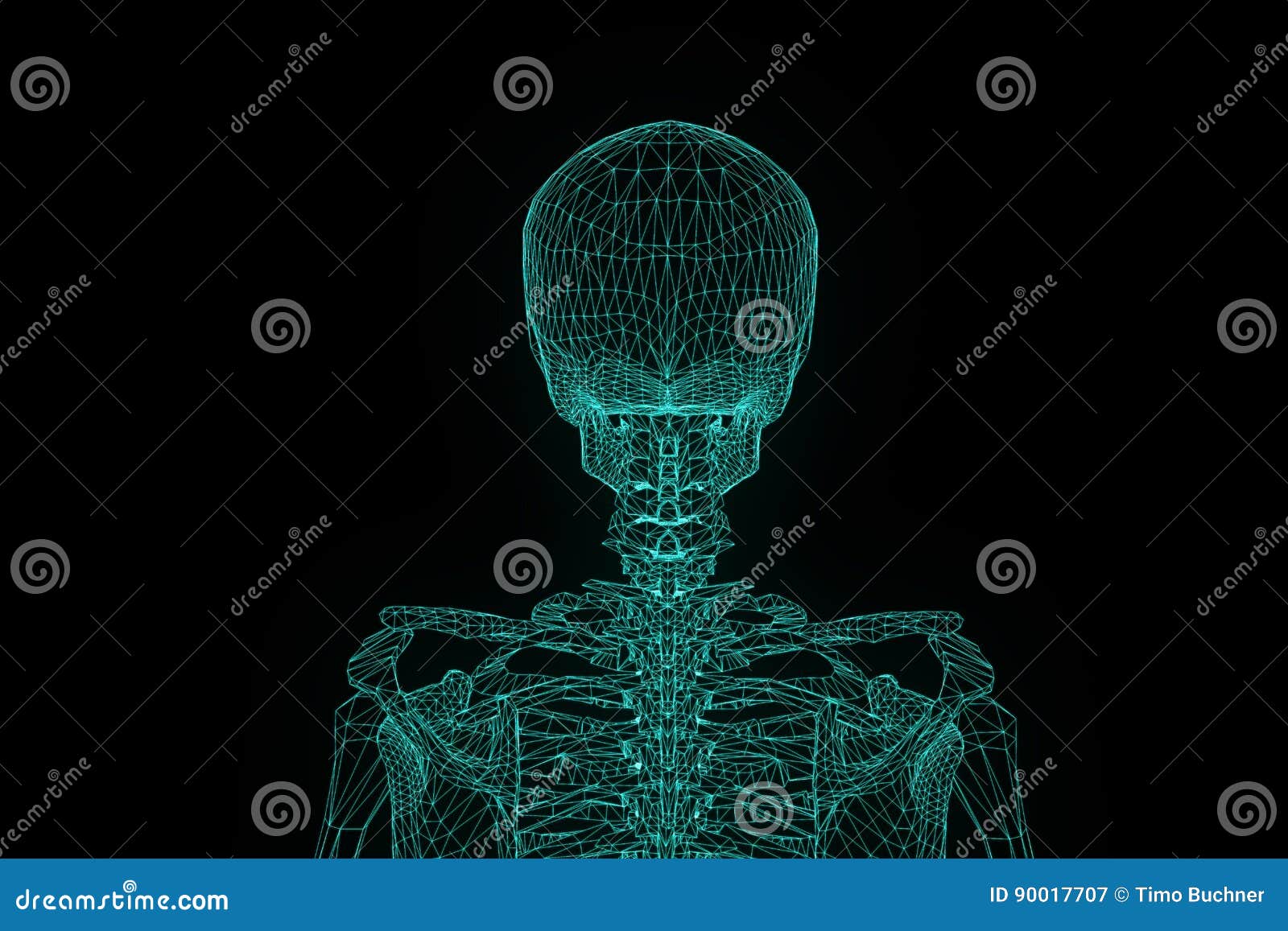 Human Skeleton Wireframe Hologram in Motion. Nice 3D Rendering Stock ...