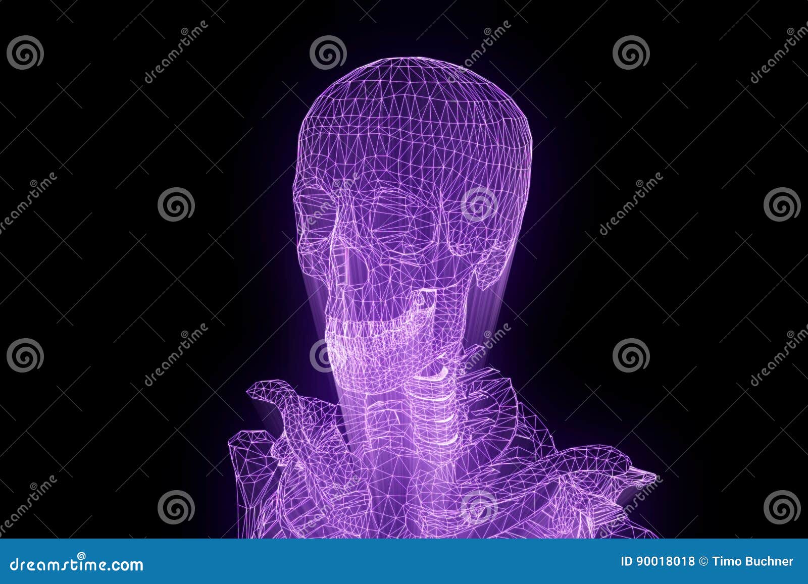 Human Skeleton Wireframe Hologram in Motion. Nice 3D Rendering Stock ...