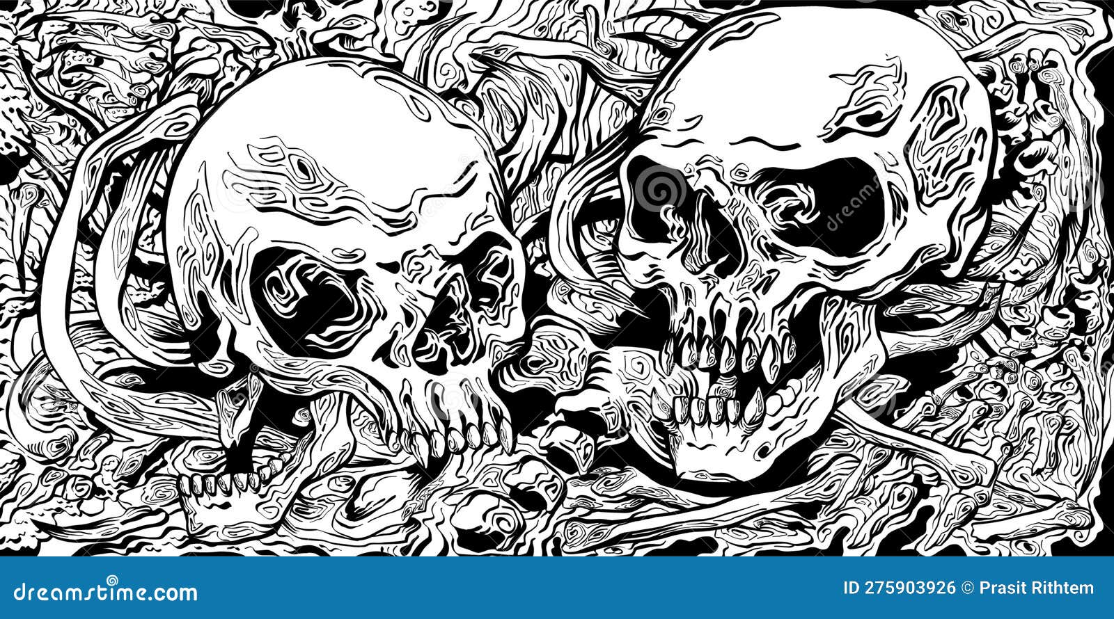Human Skeletons and Skulls Piled Up Abstract Art Patterns Stock Vector ...