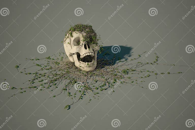 Human skull stock illustration. Illustration of overgrown - 12411007
