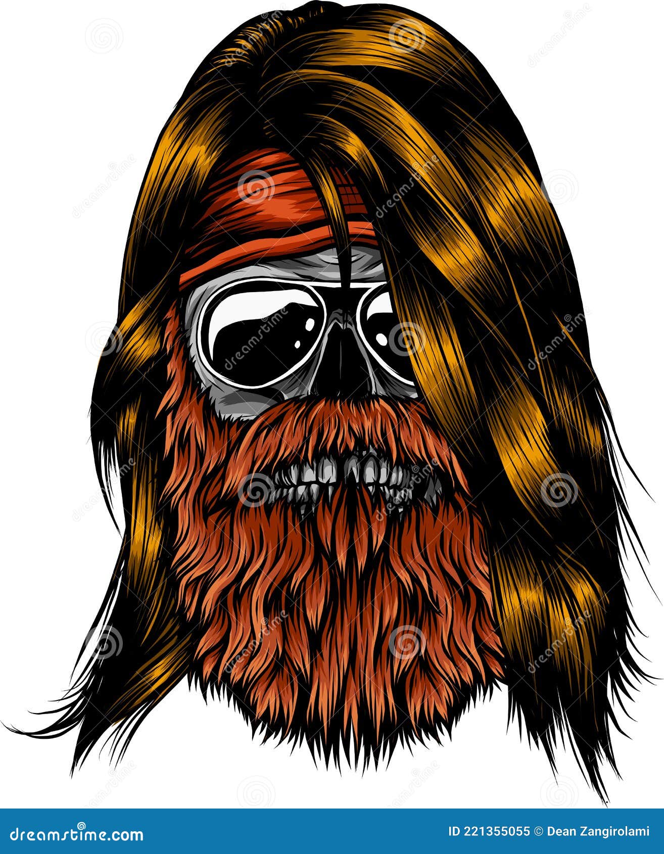 Human Skull with Beard Vector Illustration Design Stock Vector ...