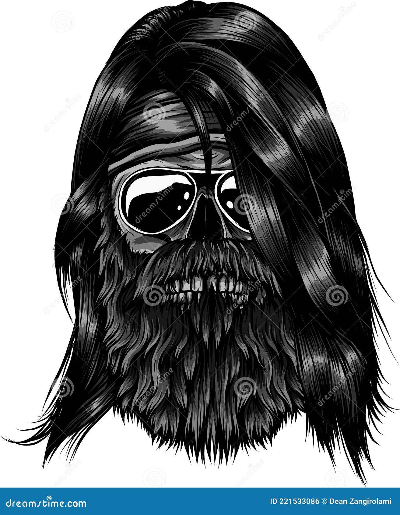 Human Skull with Beard Vector Illustration Design Stock Vector ...