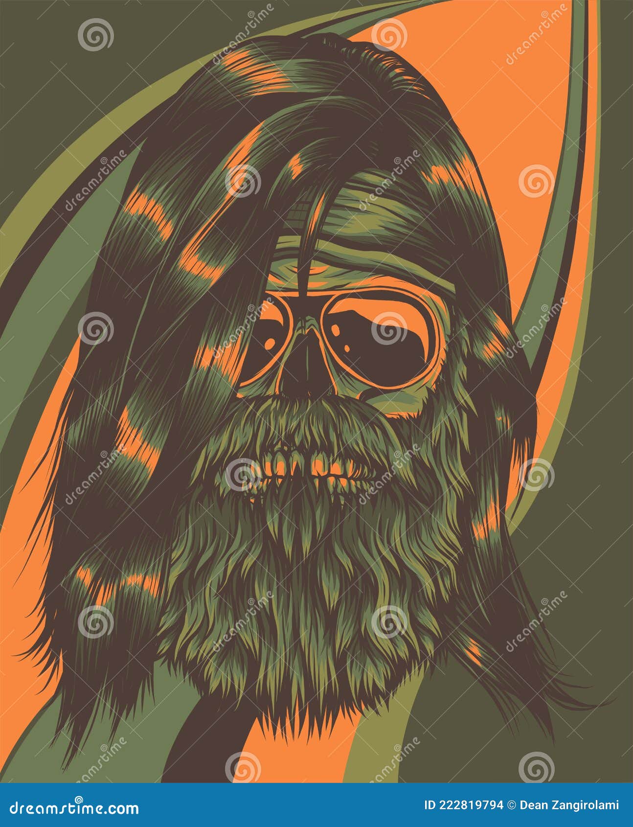 Human Skull with Beard Vector Illustration Design Stock Vector ...