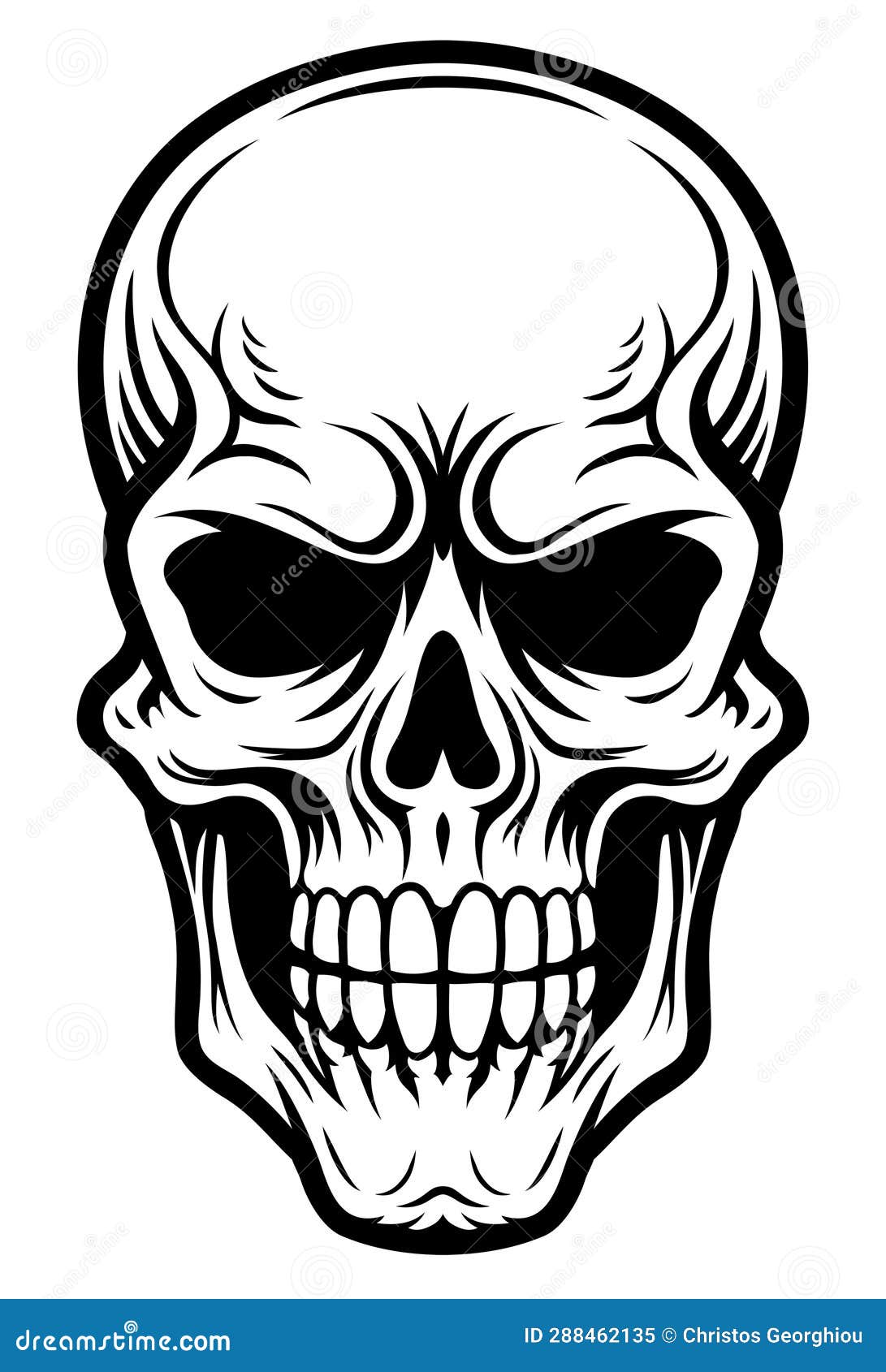 Human Skull Cartoon Illustration Stock Vector - Illustration of print ...