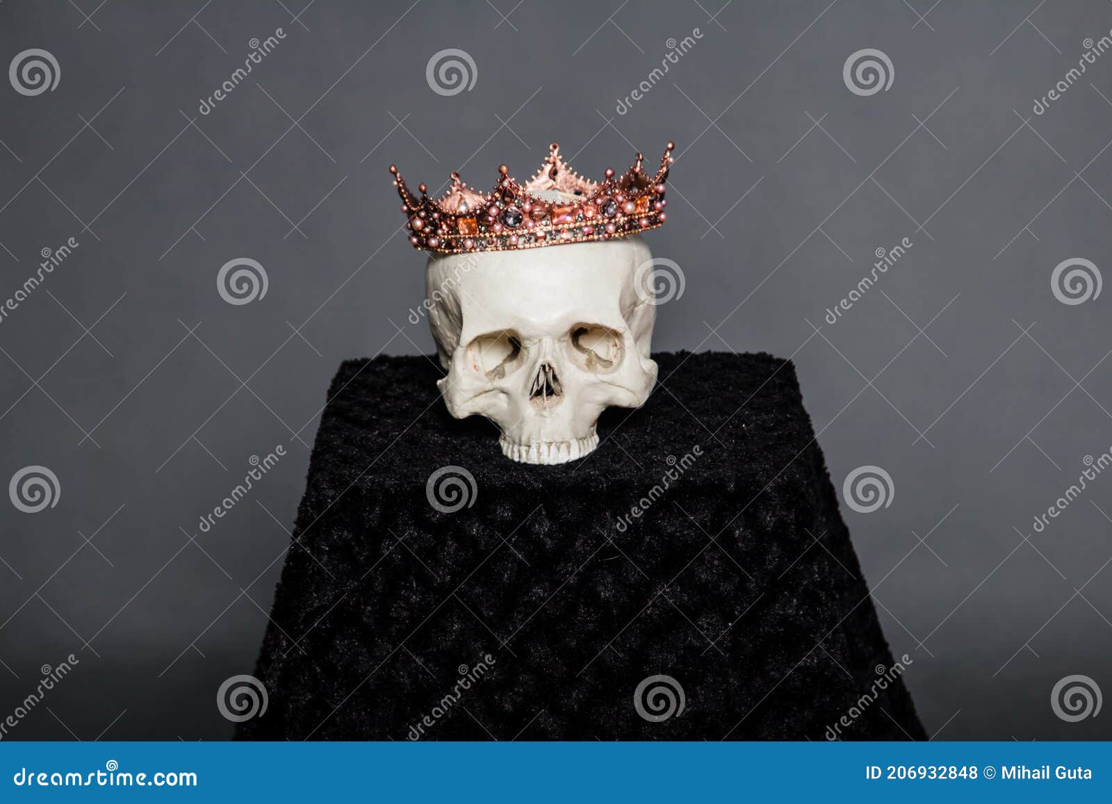 Human Skull with a Crown Lies on the Altar. Stock Photo - Image of ...