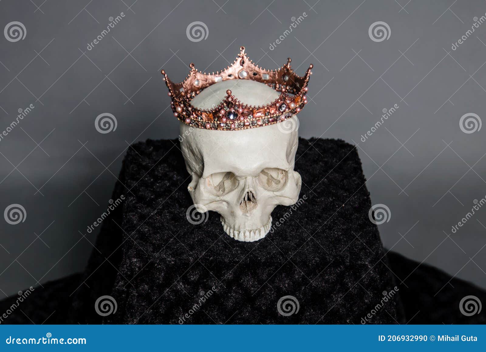 Human Skull with a Crown Lies on the Altar. Stock Photo - Image of evil ...
