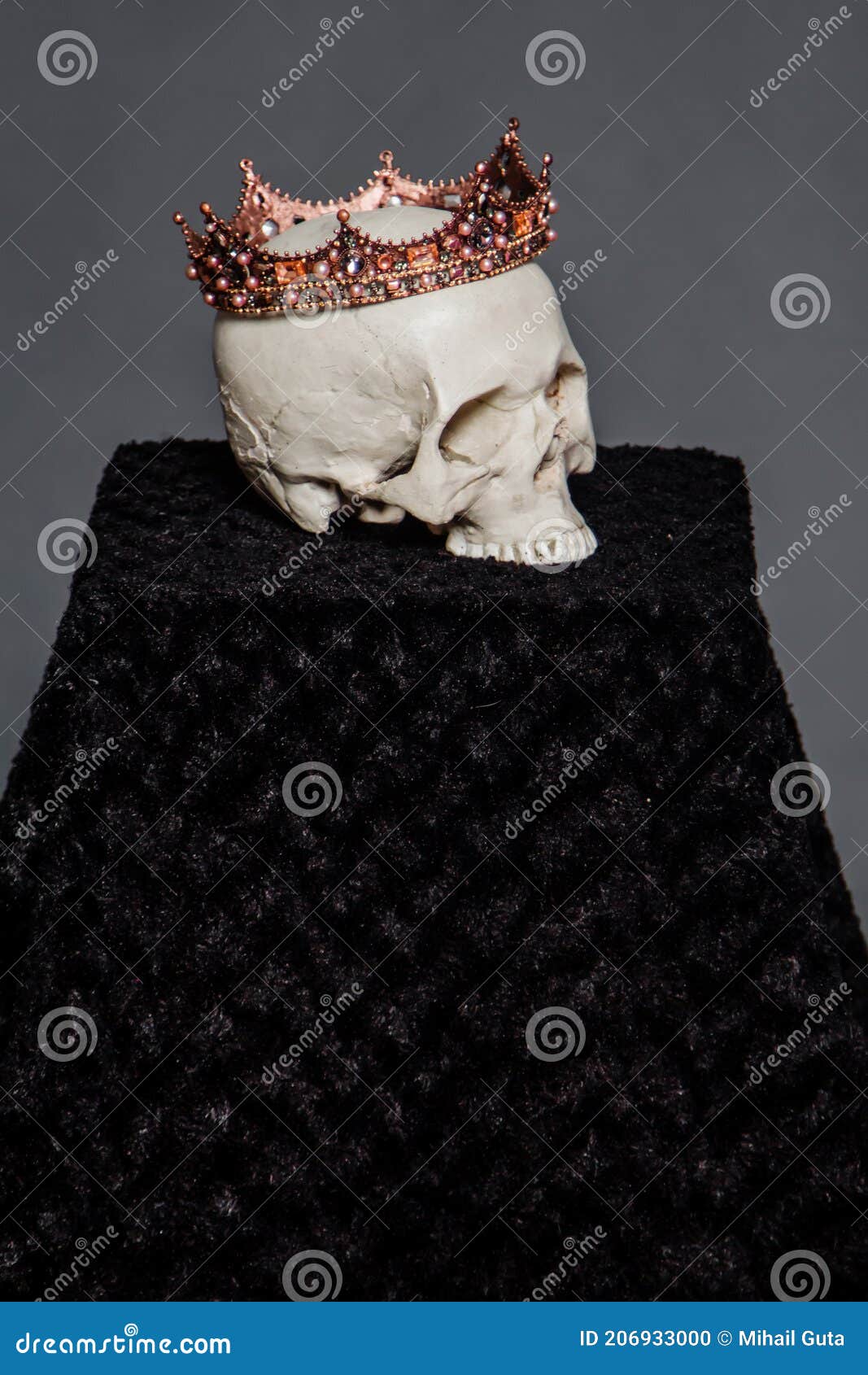 Human Skull with a Crown Lies on the Altar. Stock Photo - Image of ...