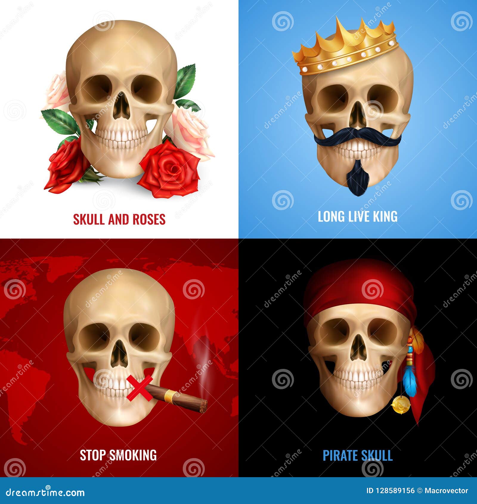 Human Skull 2x2 Design Concept Stock Vector - Illustration of ...