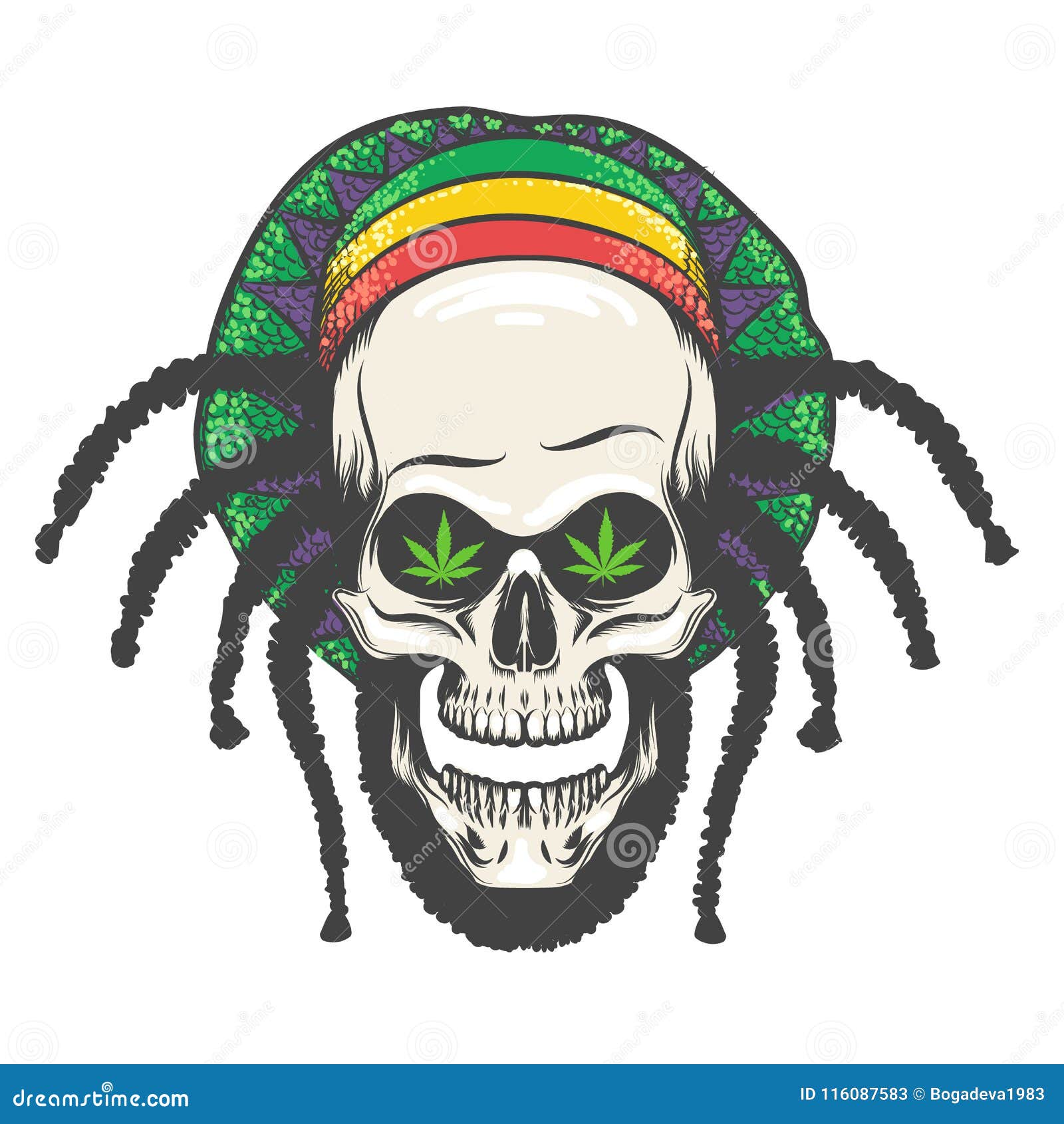 Rastaman Skull Illustration Stock Illustration - Illustration of black ...