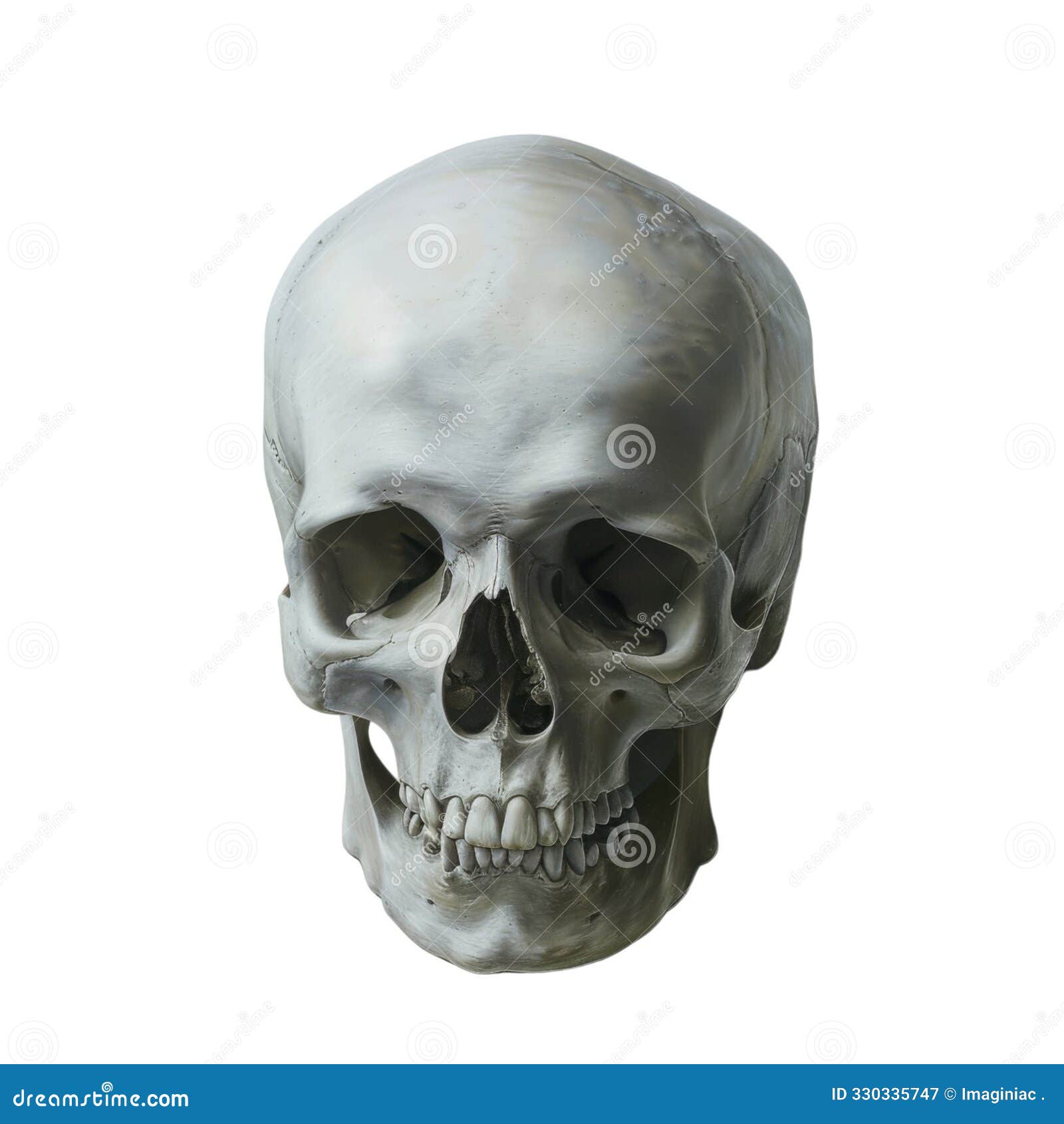 A Human Skull Facing Forward with Visible Teeth Stock Image ...