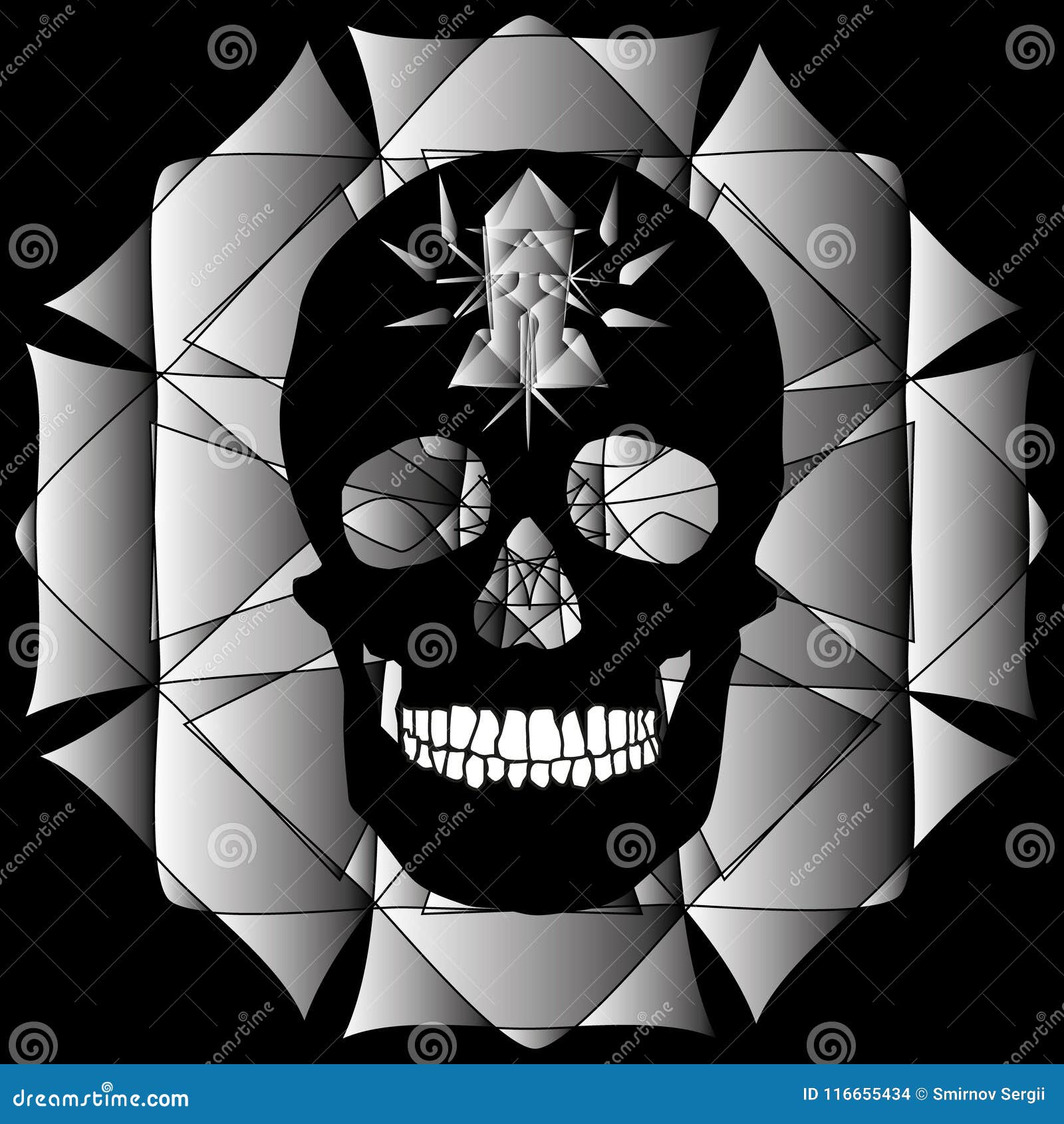 Human Skull Geometry and Design Stock Illustration - Illustration of ...