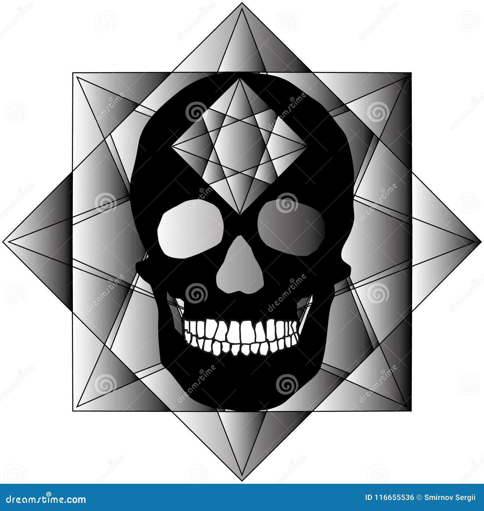 Human Skull Geometry and Design Stock Illustration - Illustration of ...