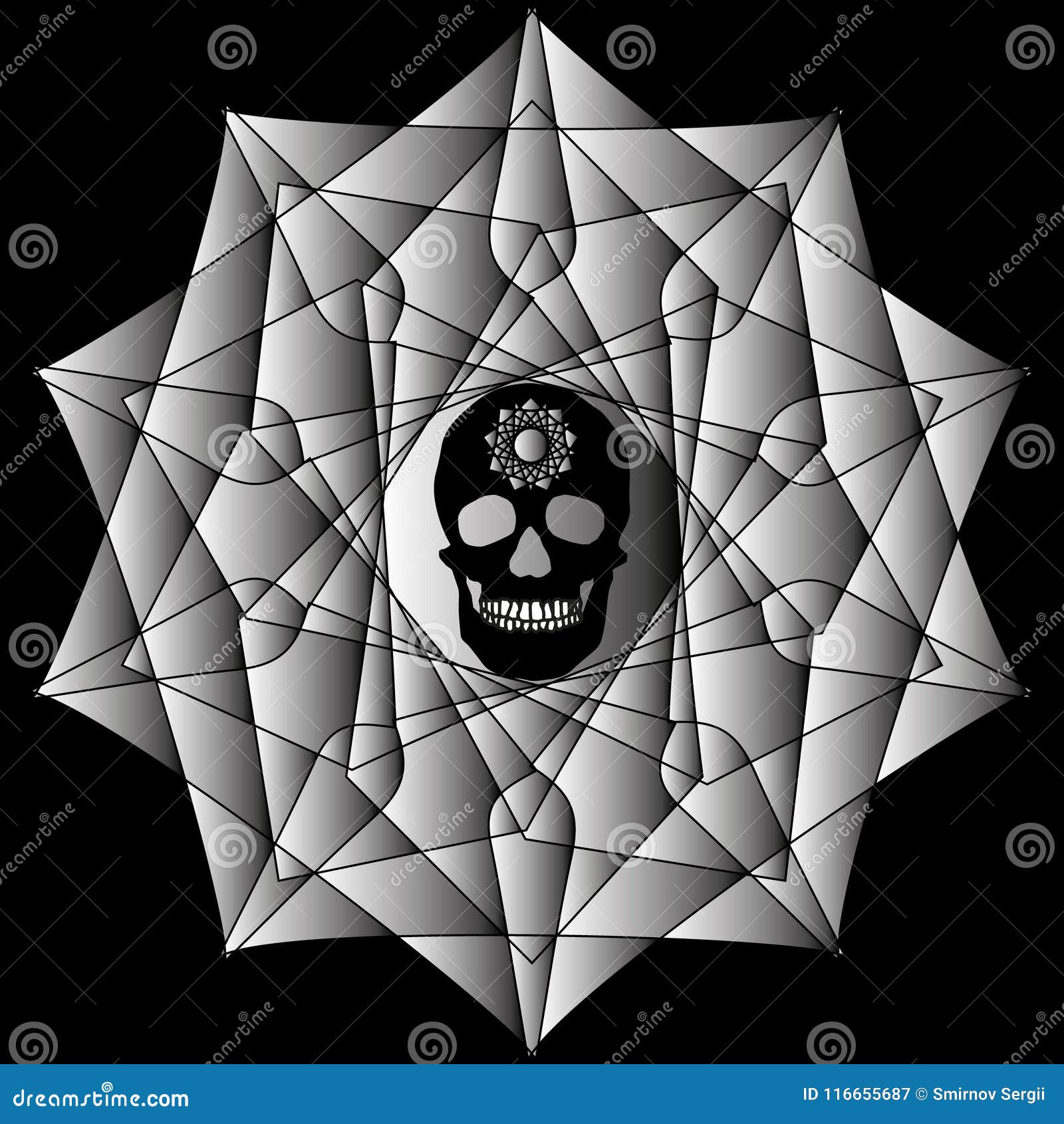 Human Skull Geometry and Design Stock Illustration - Illustration of ...