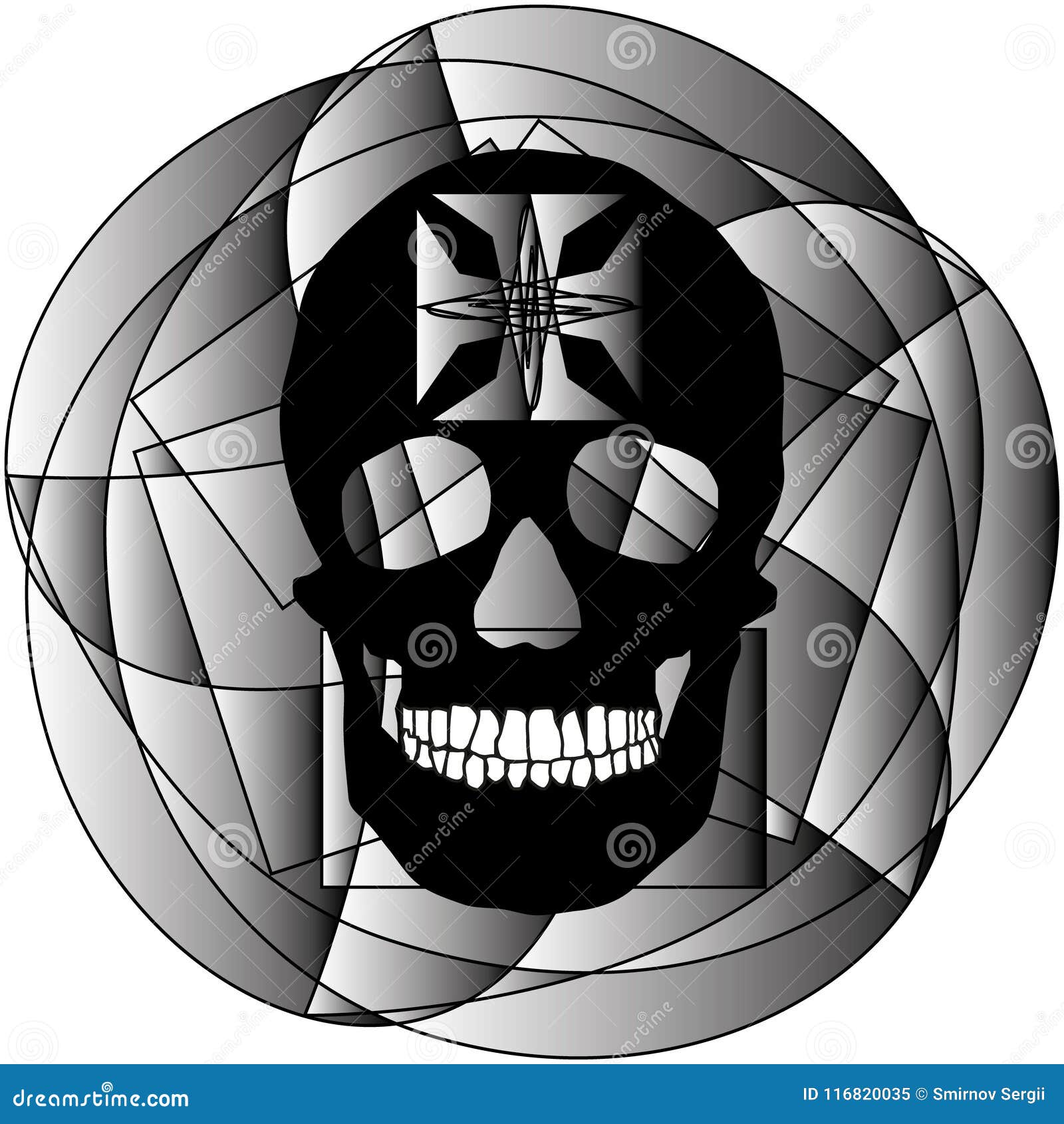 Human Skull Geometry and Design Stock Illustration - Illustration of ...
