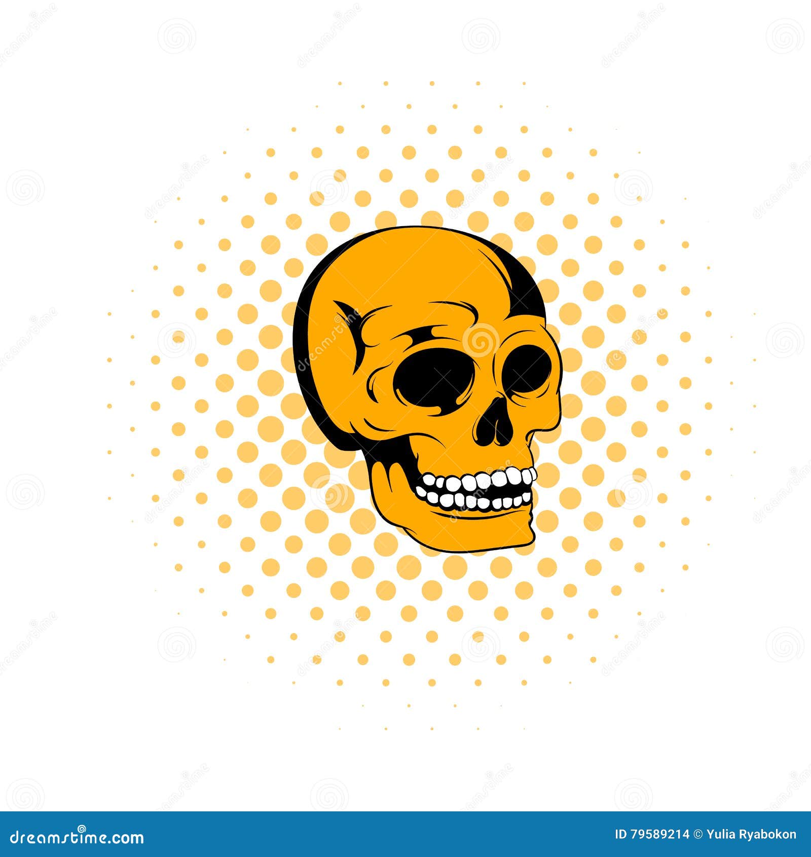 Human Skull Icon, Comics Style Stock Vector - Illustration of black ...