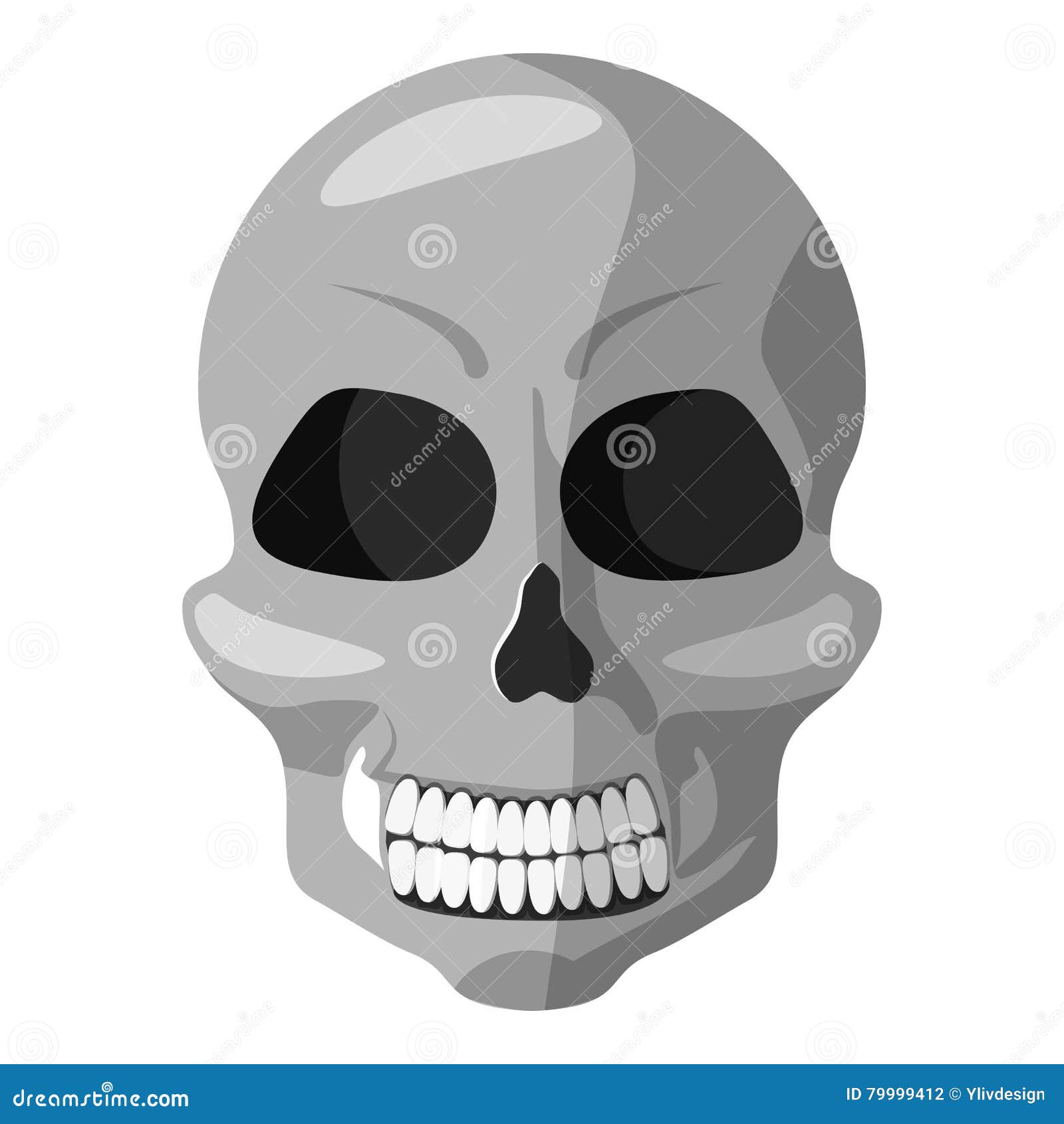 Human Skull Icon, Gray Monochrome Style Stock Vector - Illustration of ...