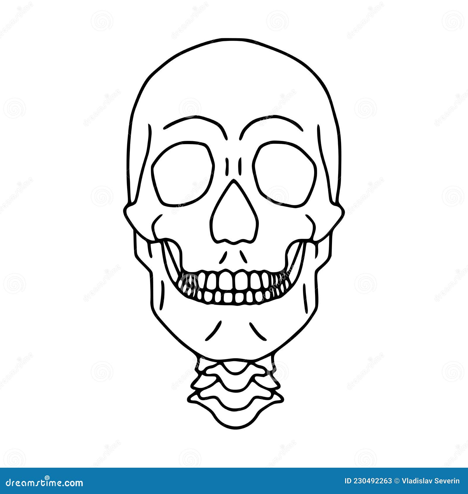 Human Skull Outline Icon, Front View Stock Vector - Illustration of ...